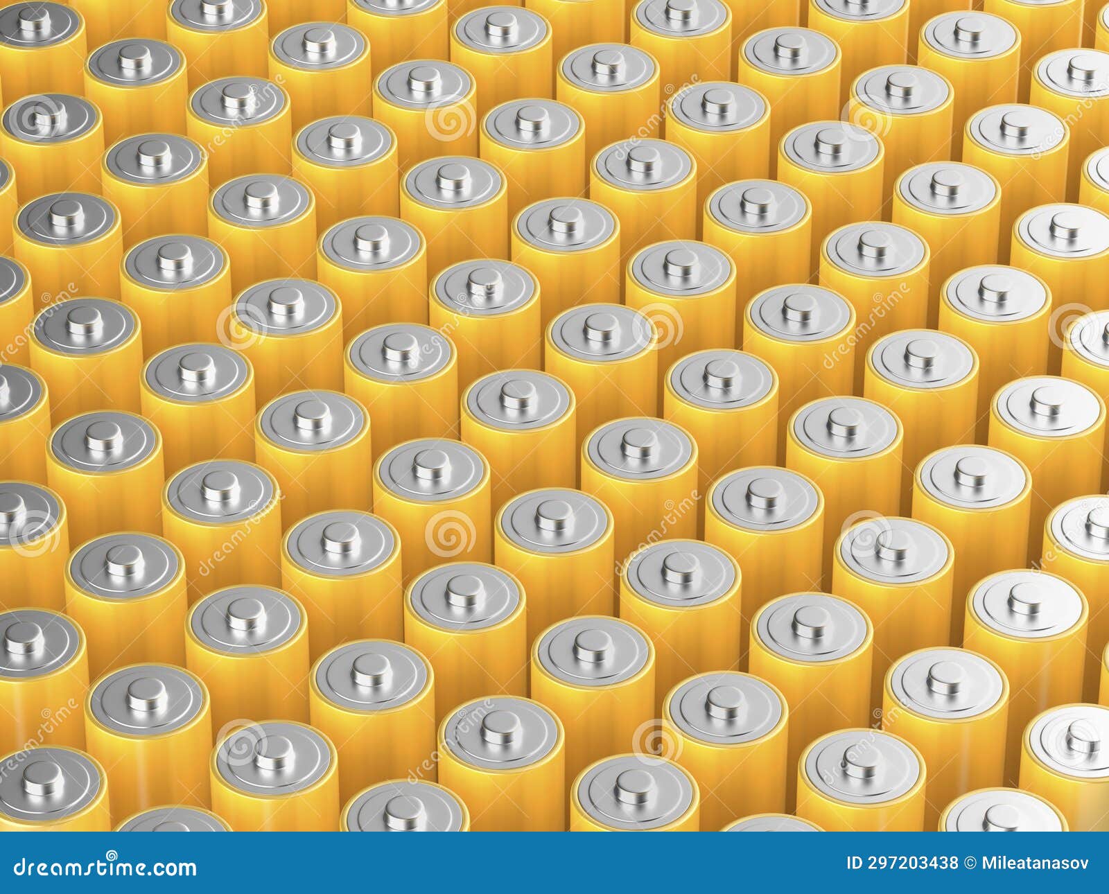 Many Yellow AA Size Batteries Stock Illustration - Illustration of rows ...