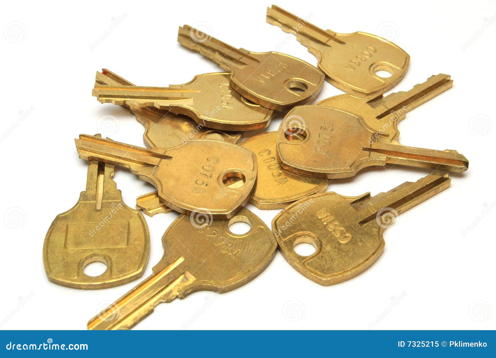 Many yellow bronze keys stock image. Image of gold, isolated - 7325215