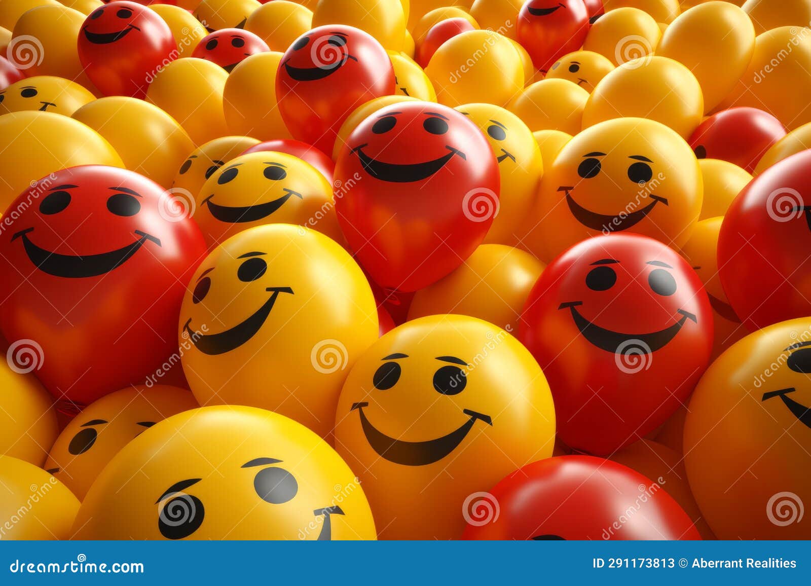 Many Yellow and Red Balloons with Smiley Faces Stock Image - Image of ...