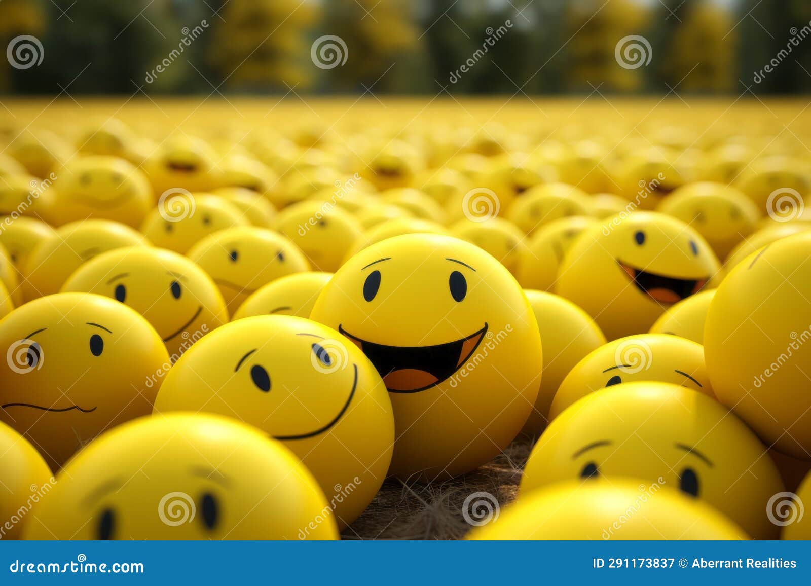 Many Yellow Smiley Faces in a Field Stock Image - Image of computer ...