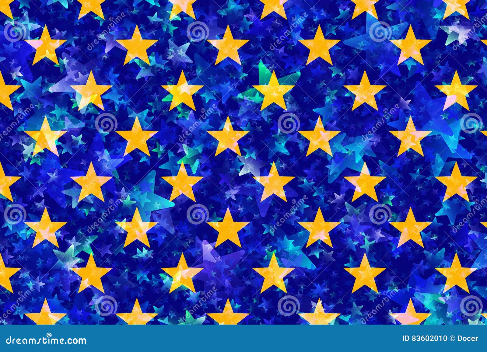 Many Yellow Stars on Blue Background Stock Illustration - Illustration ...
