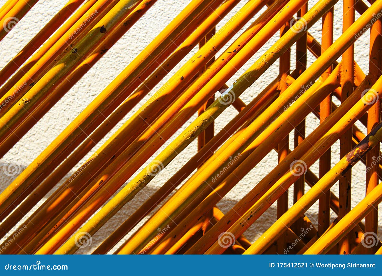 Many yellow steel barriers stock image. Image of stand - 175412521