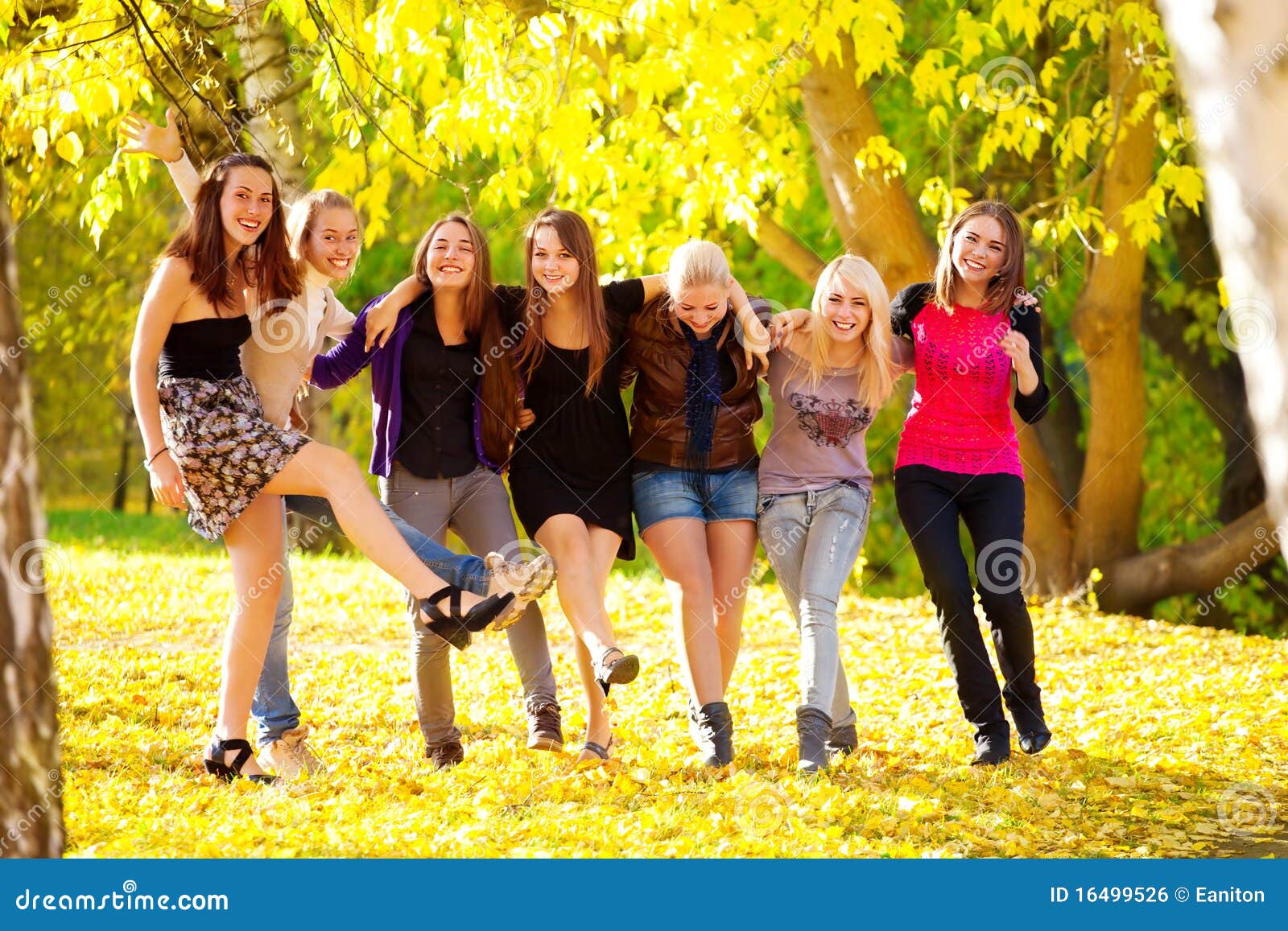 Many Young Girls in the Park Stock Photo - Image of happy, full: 16499526