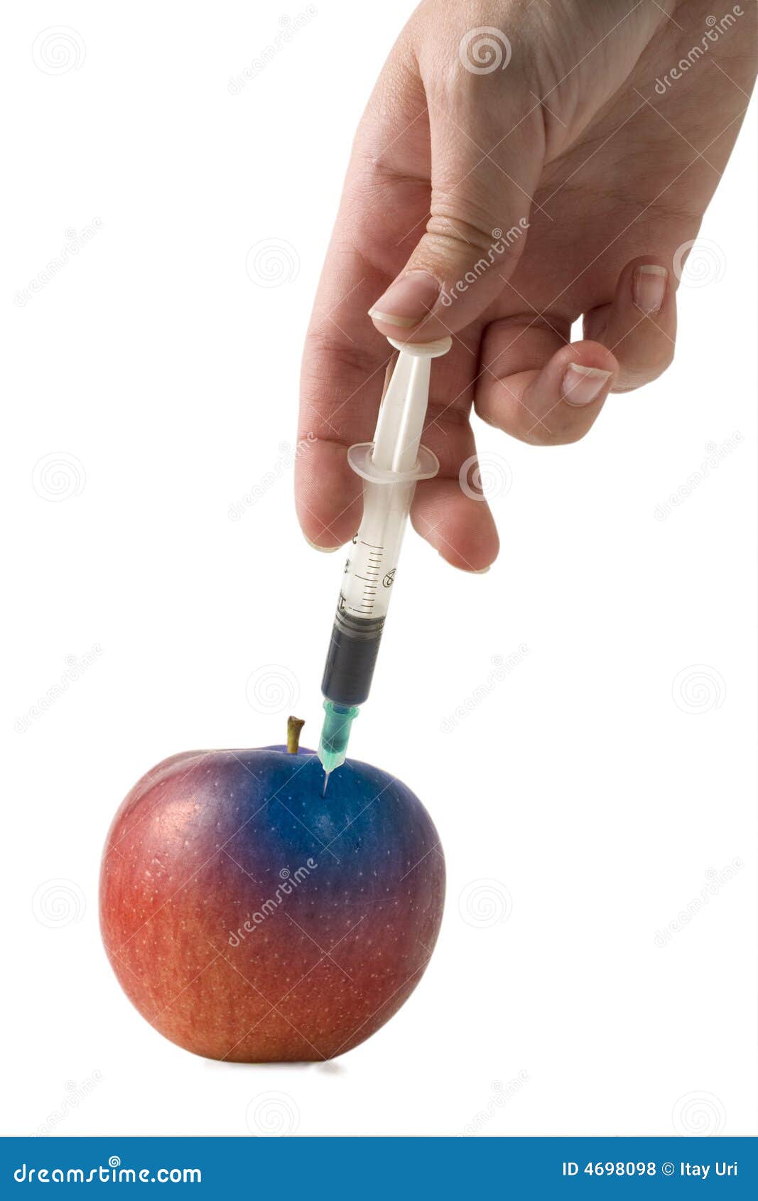 Manzana inyectada foto de archivo. Imagen de jeringuilla - 4698098