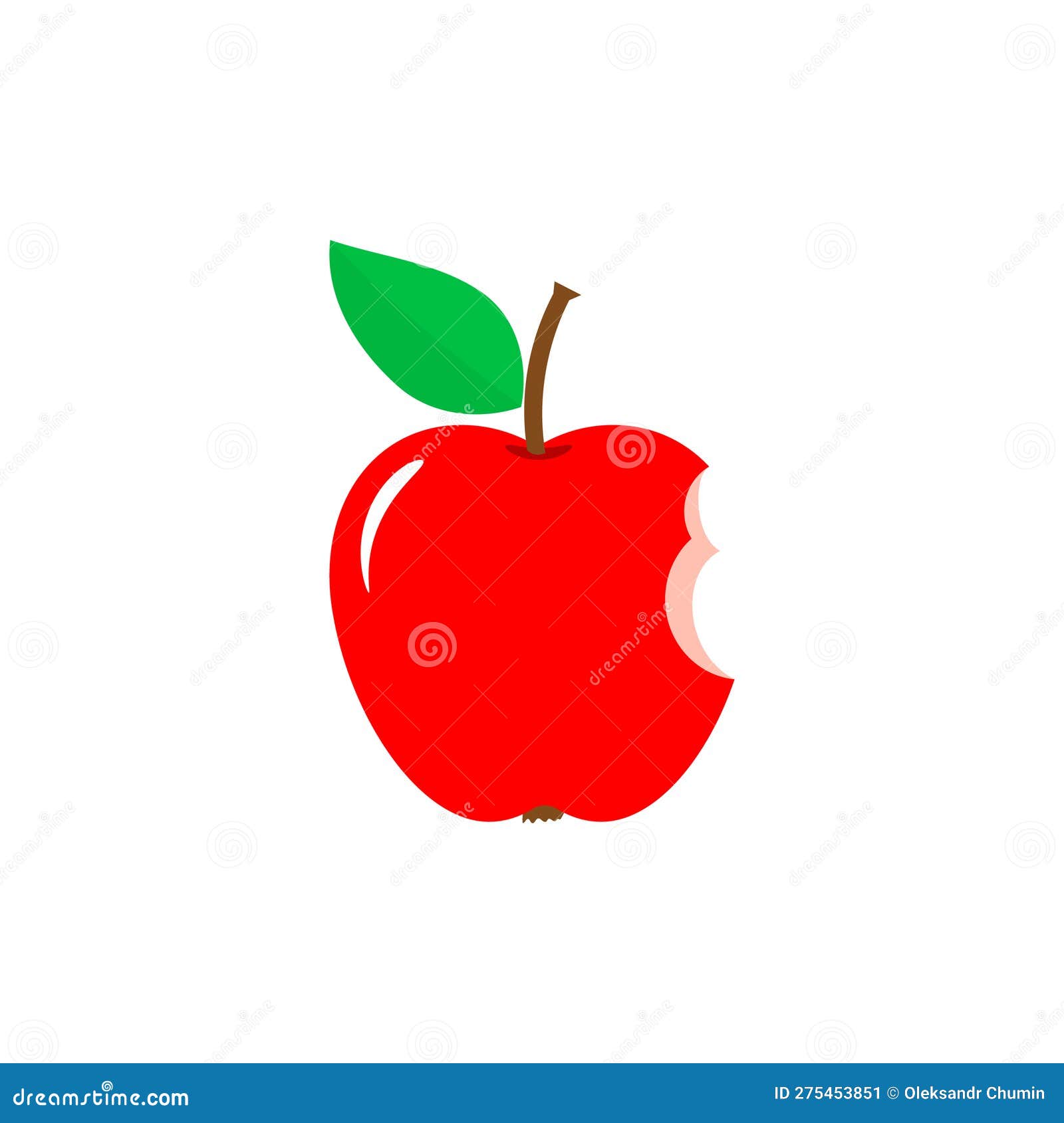 Manzana mordida roja sobre ilustración del vector. Ilustración de arte ...