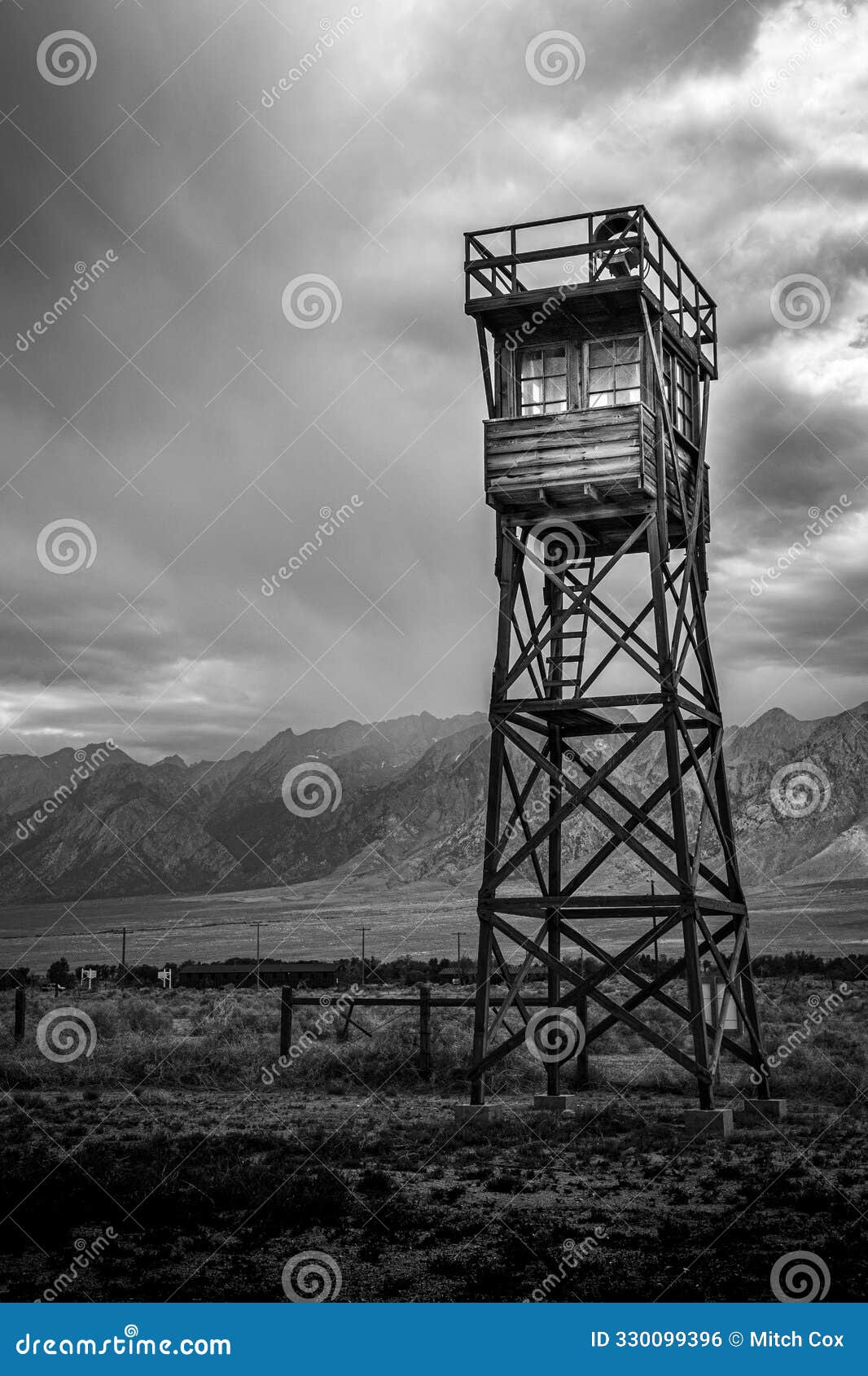 Manzanar Guard Tower stock photo. Image of perimeter - 330099396