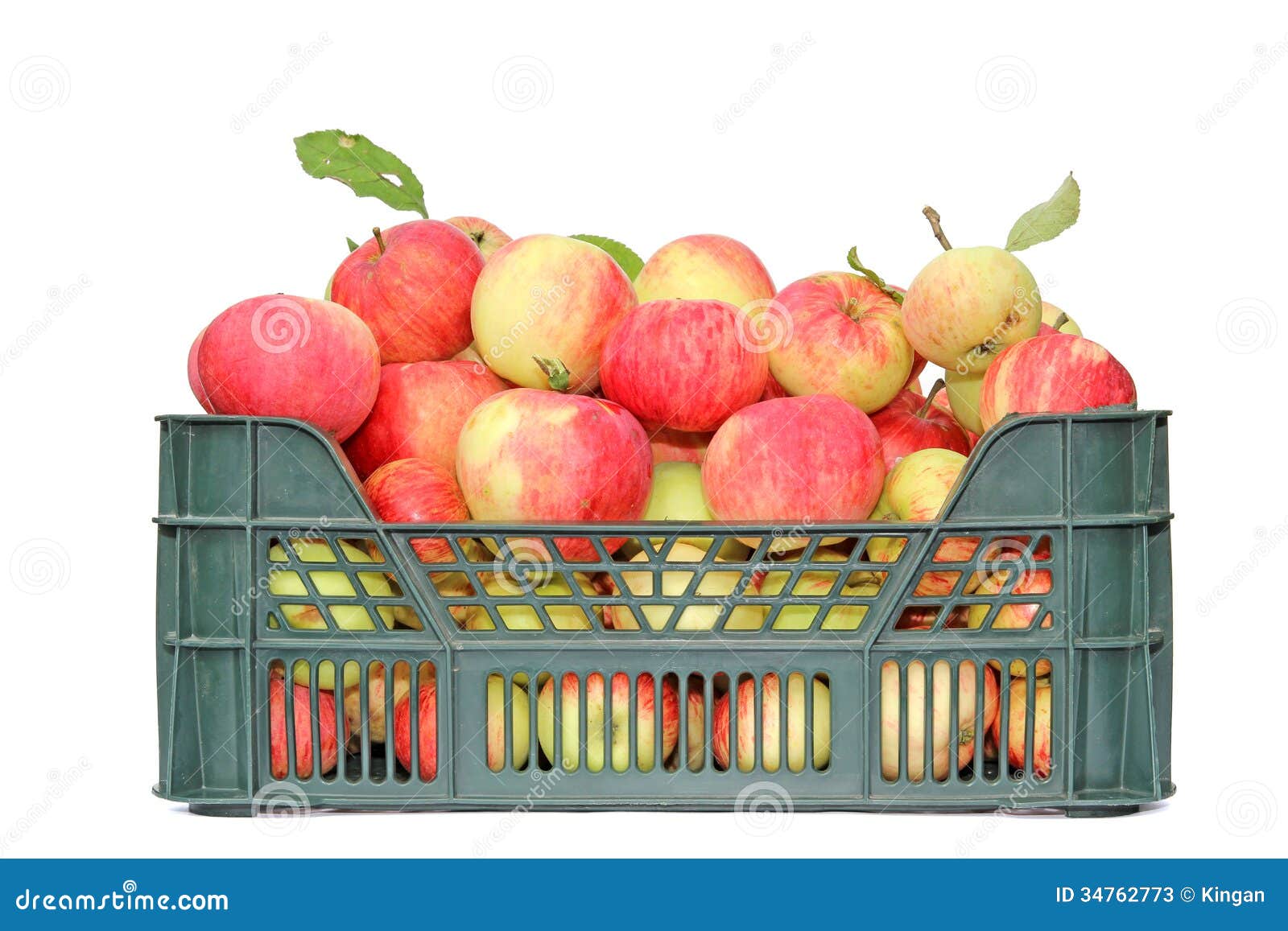 Manzanas En Una Caja Plástica Aislada Imagen de archivo - Imagen de ...