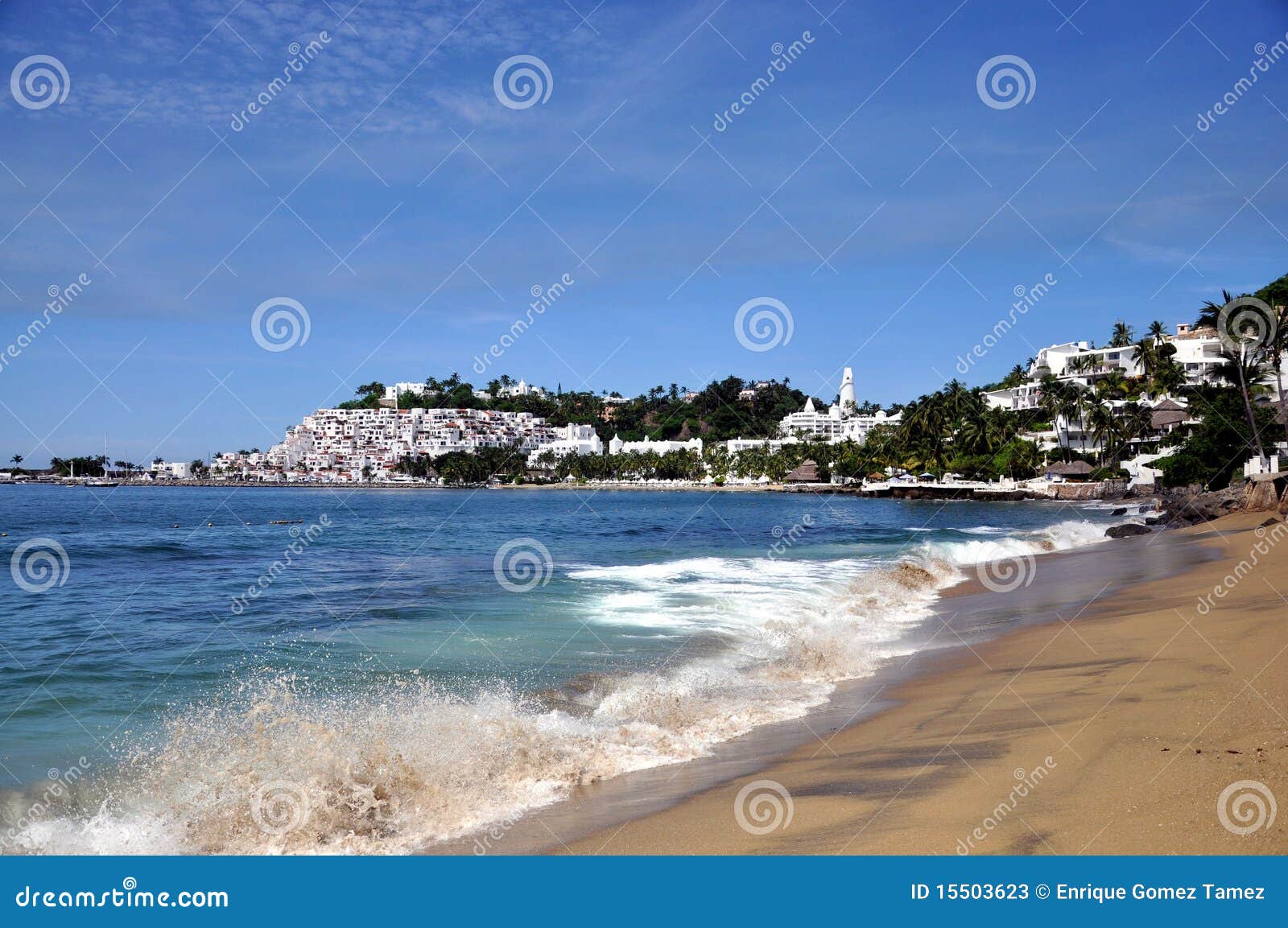 Manzanillo Beach stock image. Image of palms, mexico - 15503623