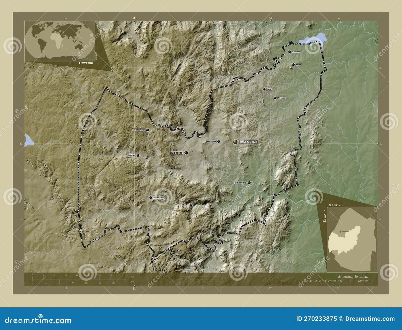 Manzini, Eswatini. Wiki. Labelled Points of Cities Stock Illustration ...