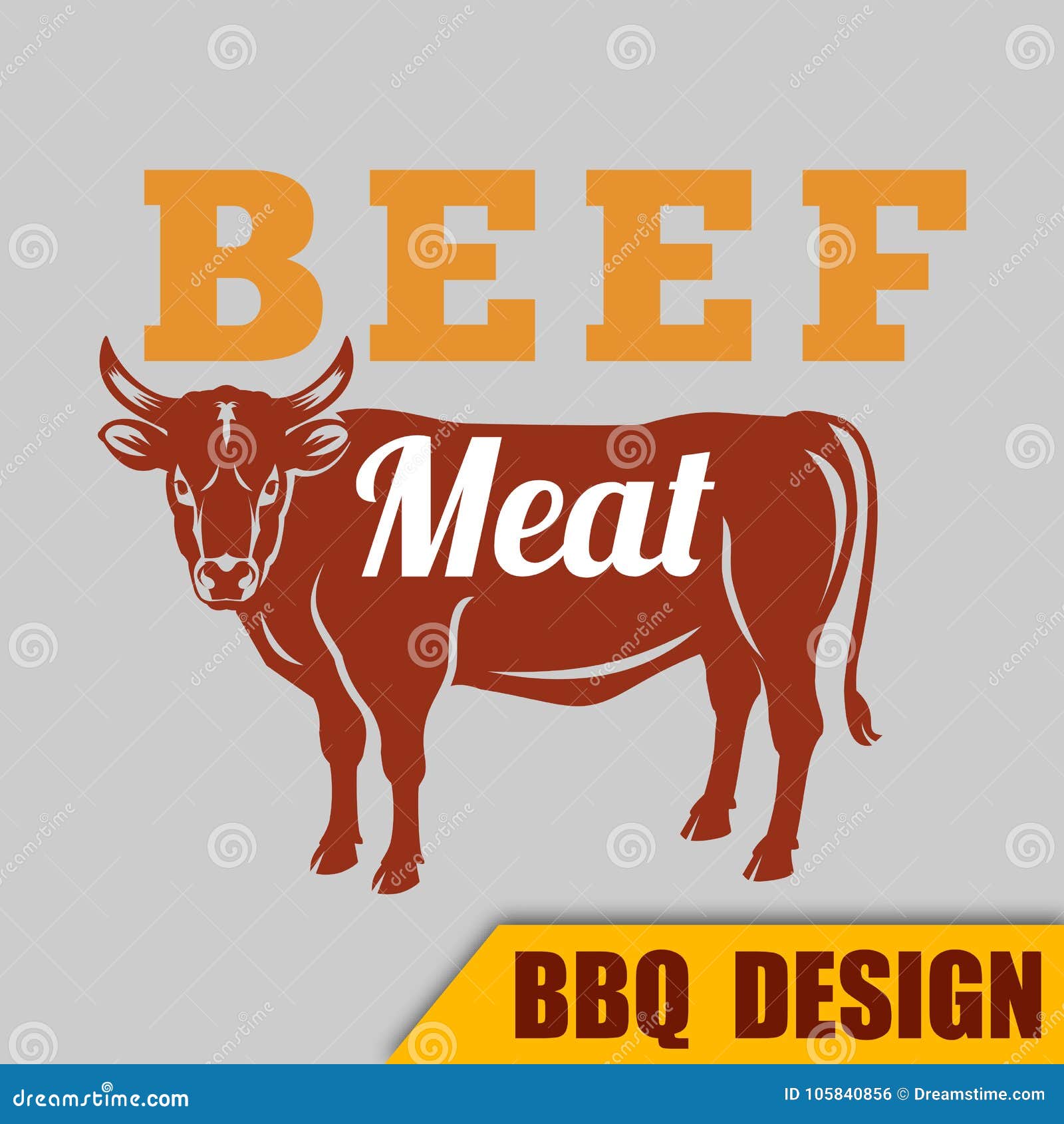Manzo Logo Meat Brown Vector Image Del BBQ Illustrazione Vettoriale ...