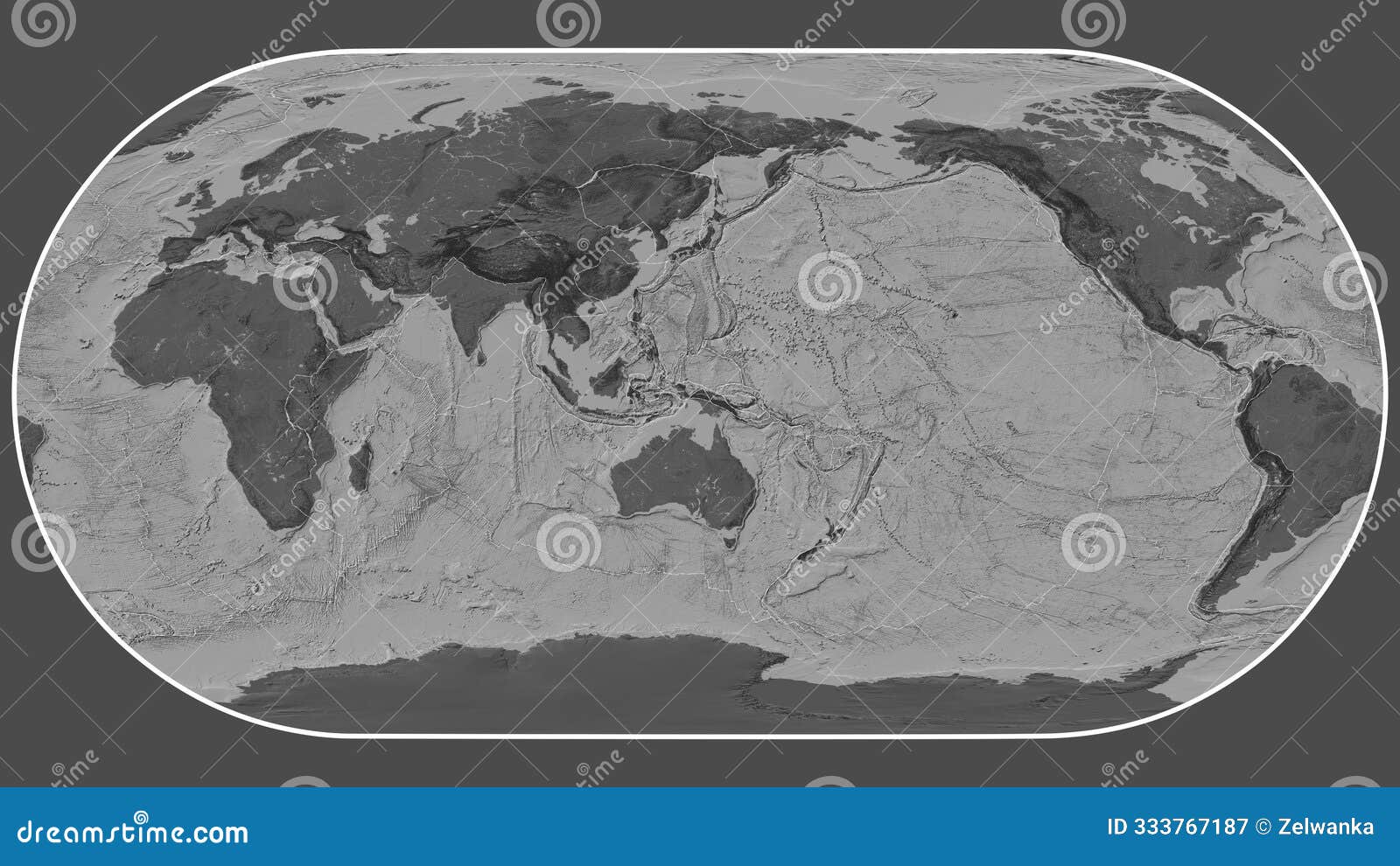 Maoke Plate - Global Map. Eckert III. Bilevel Stock Illustration ...