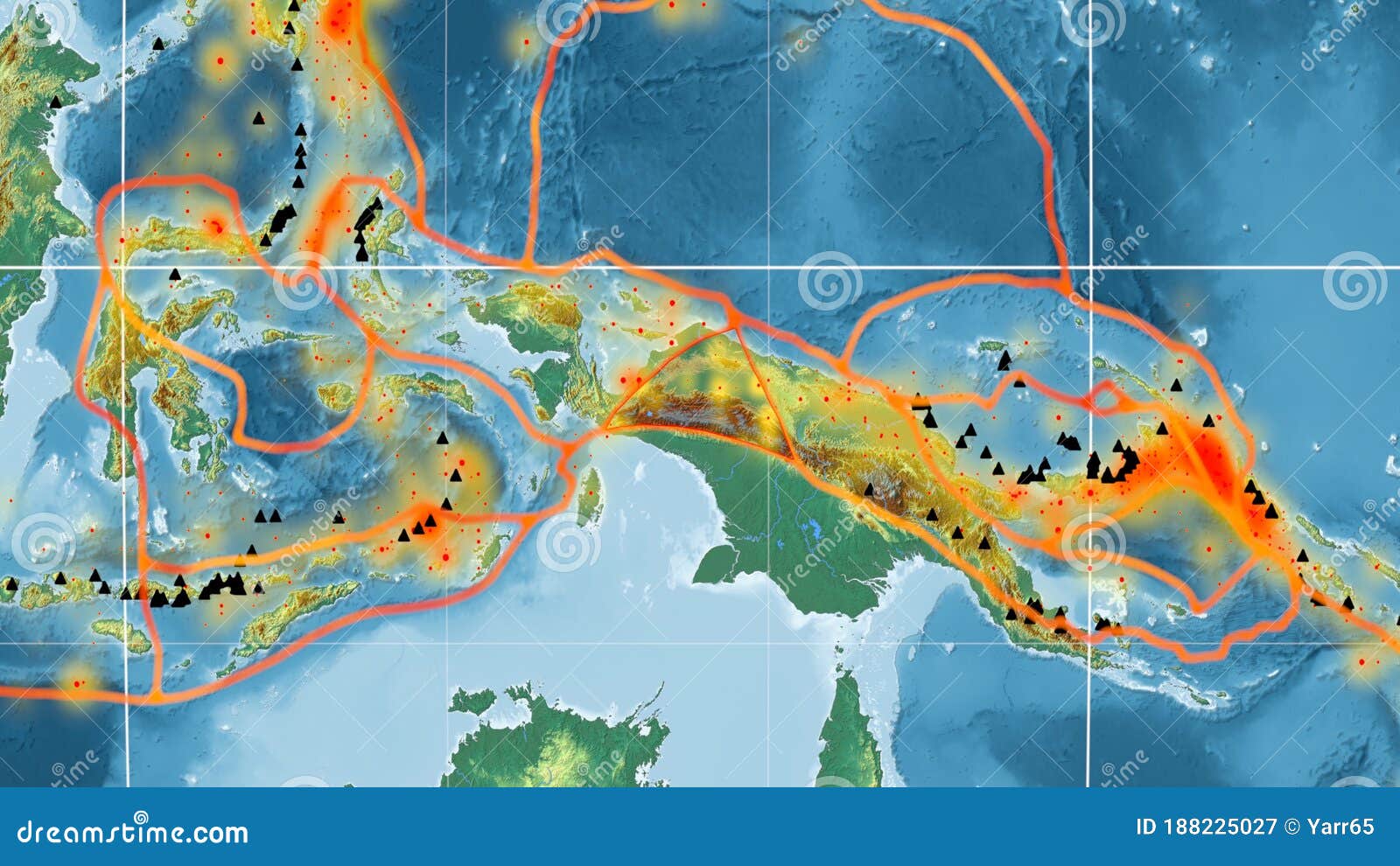 Maoke Plate Outlined, Kavrayskiy Projection - Relief Stock Illustration ...