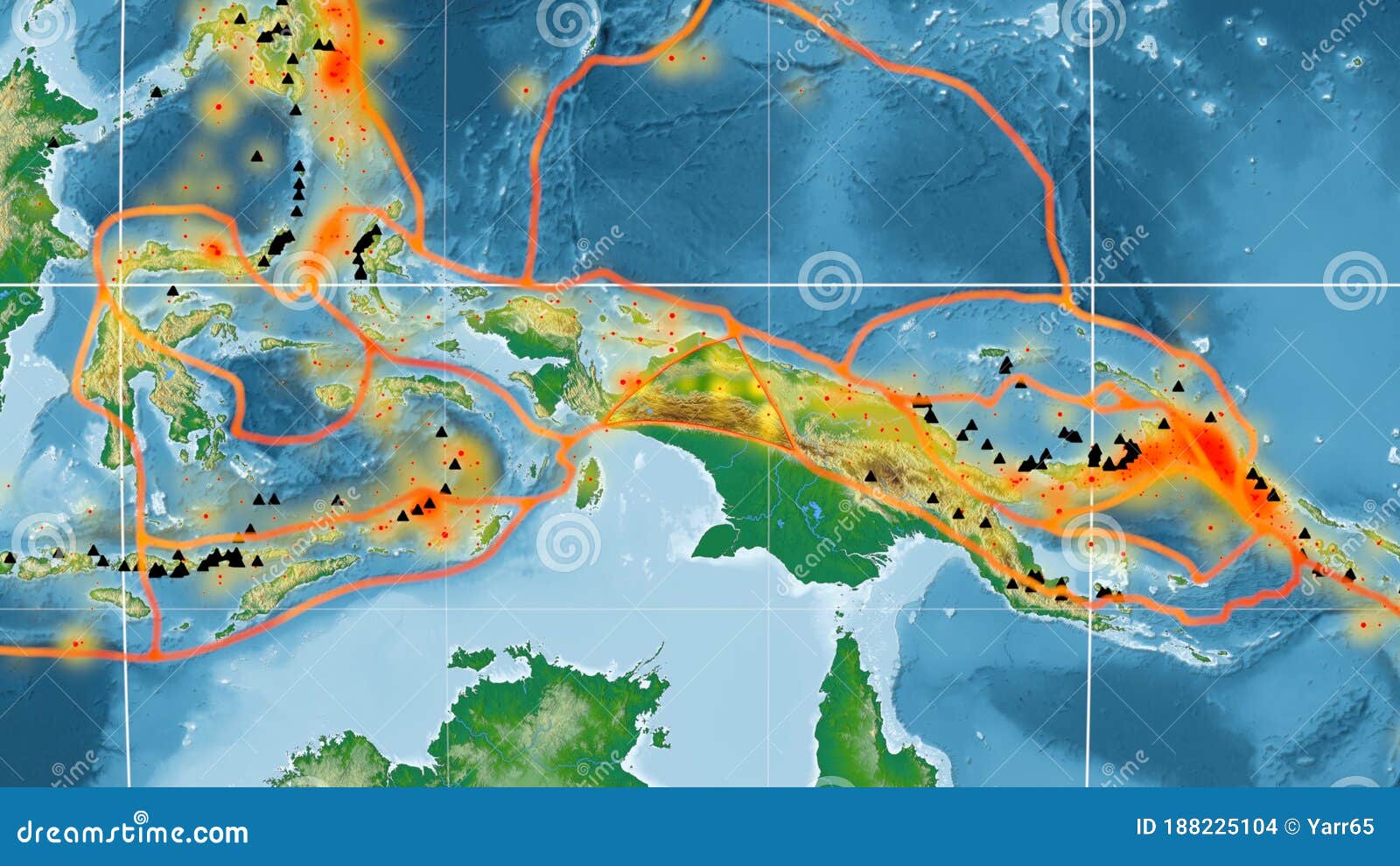 Maoke Plate Outlined, Mollweide Projection - Physical Stock ...