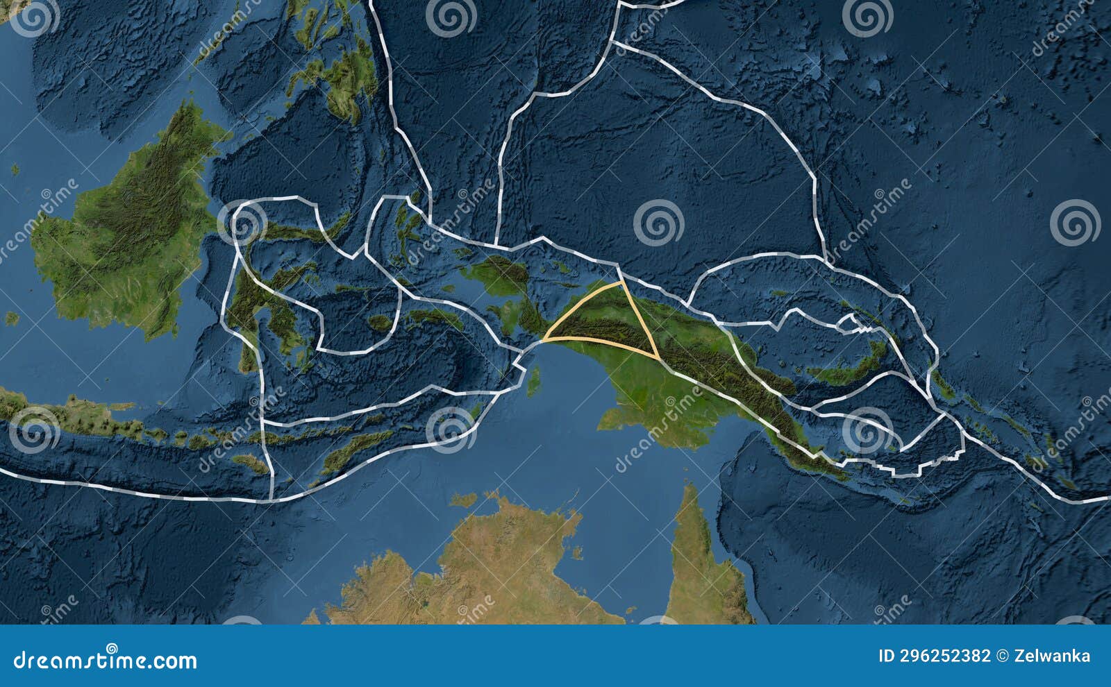 Maoke Plate Outlined. Fahey. Satellite Stock Illustration ...