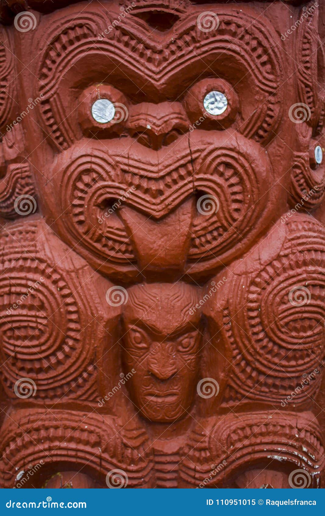 Statue At Wharenui Or Maori Meeting House, Tamatekapua Marae, Ohinemutu ...