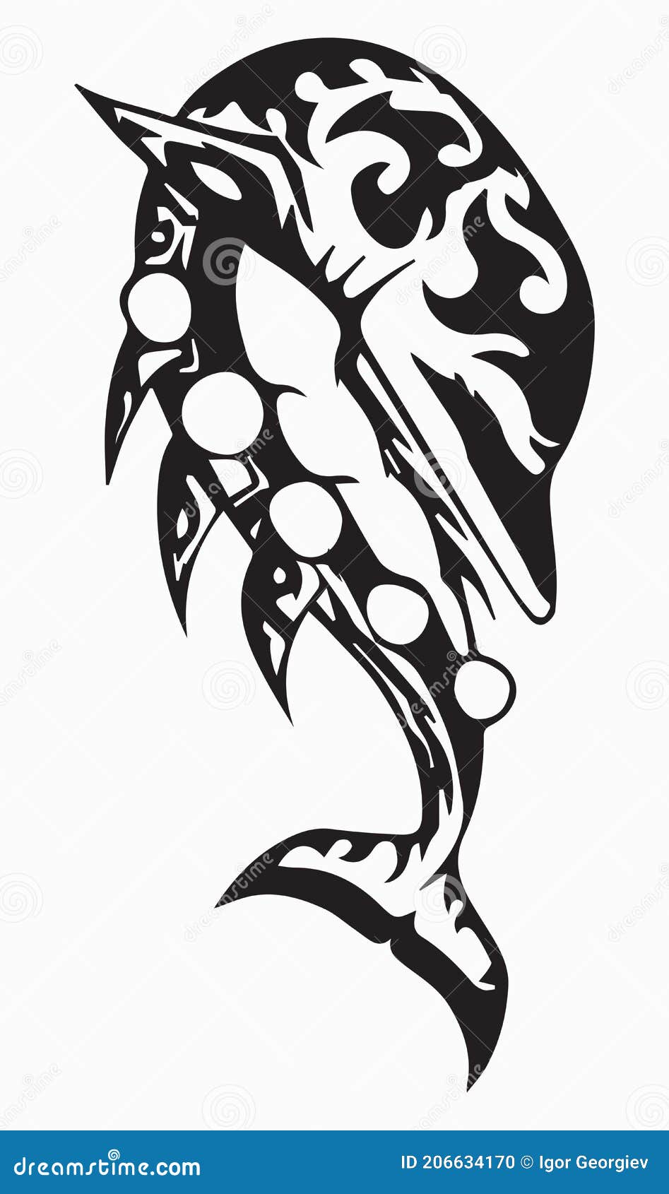 Maori Dolphin Tattoo Flash. Set of Labels and Elements. Vector Set ...