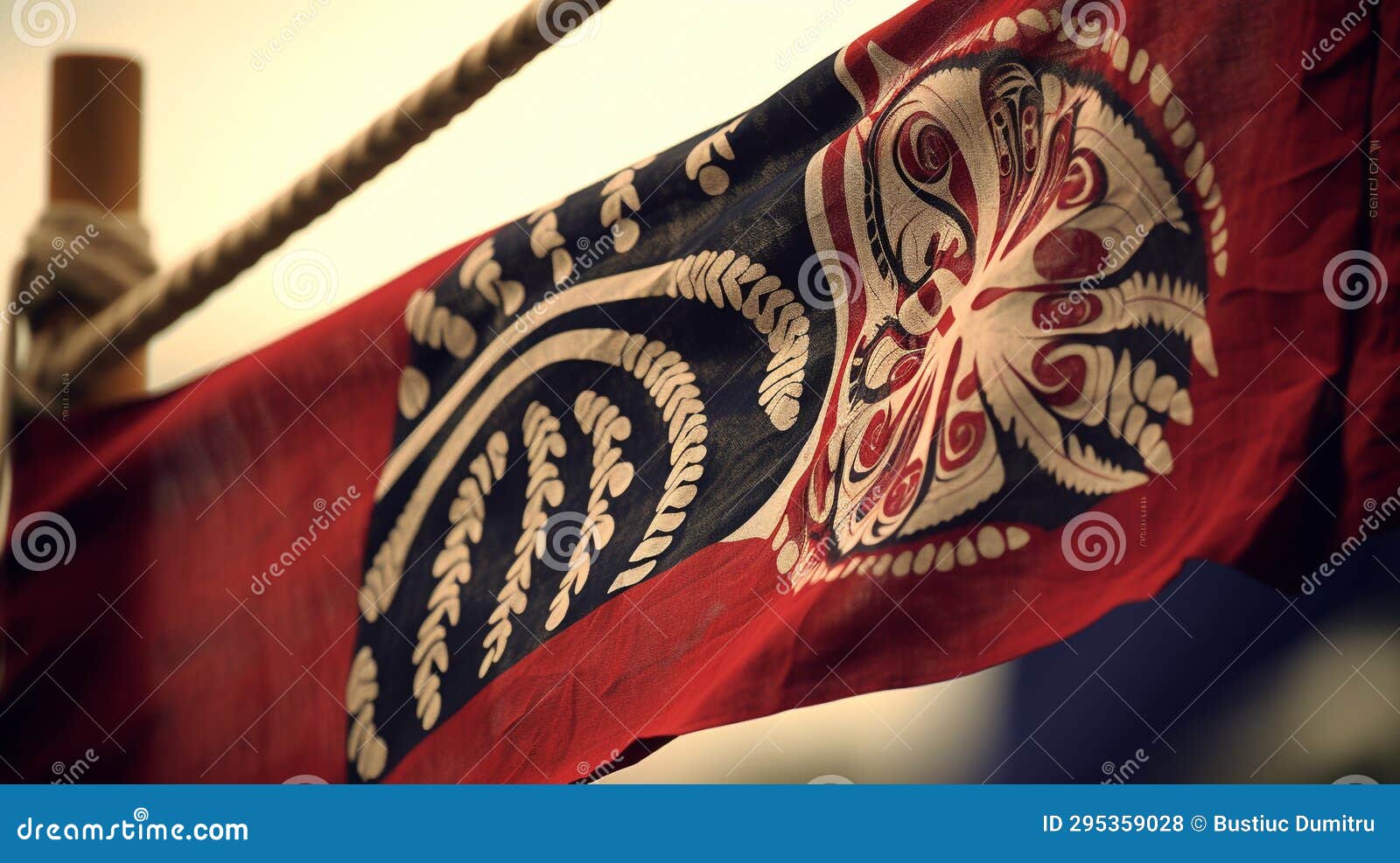 Maori flag close up shoot. stock photo. Image of paihia - 295359028