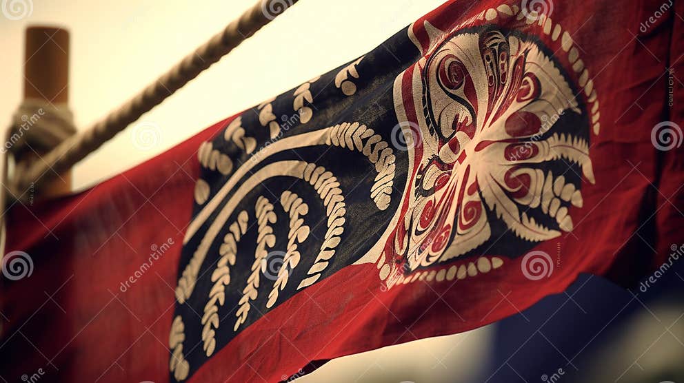Maori flag close up shoot. stock photo. Image of paihia - 295359028
