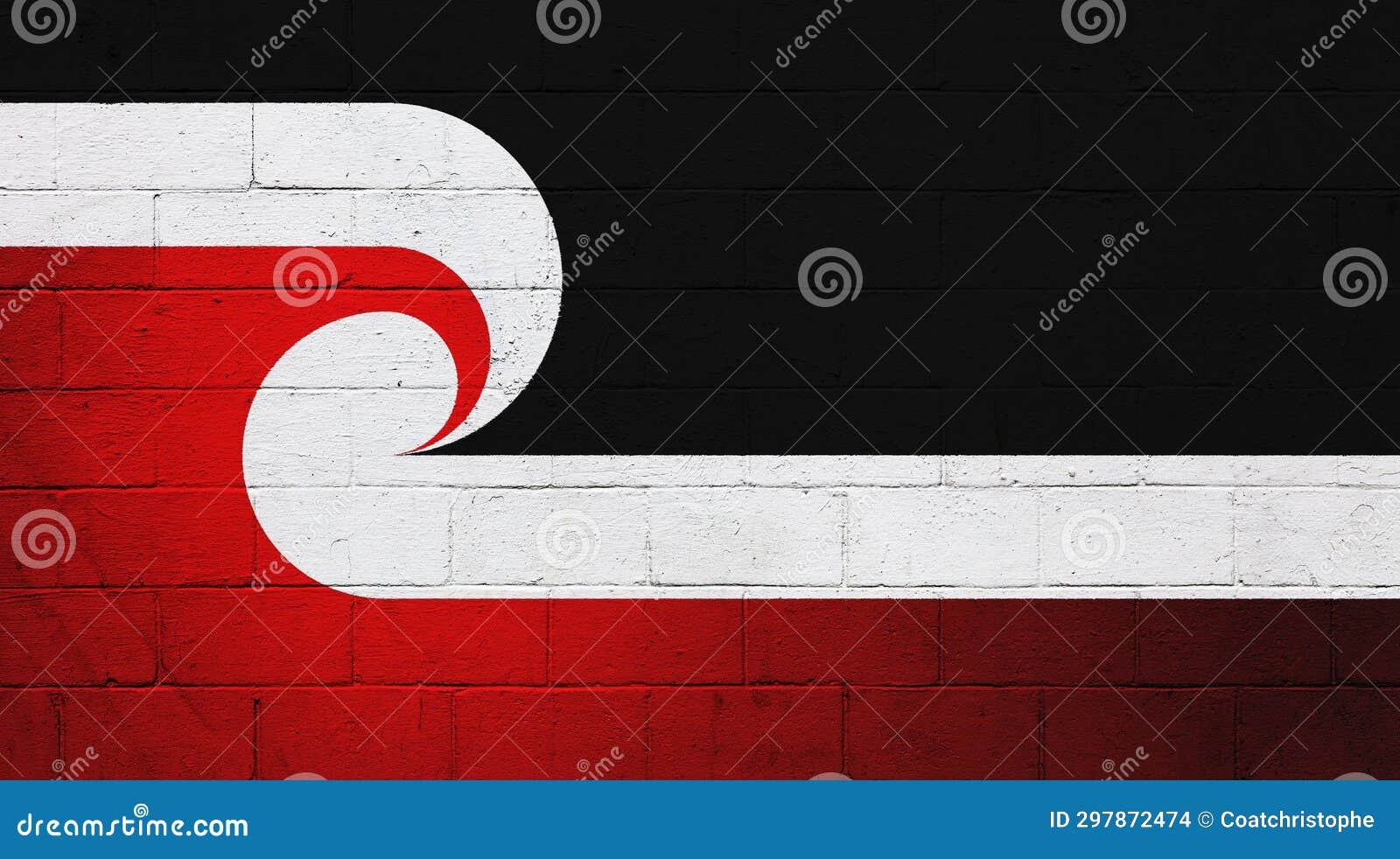 Maori Flag Painted on a Wall Stock Photo - Image of weathered, pattern ...