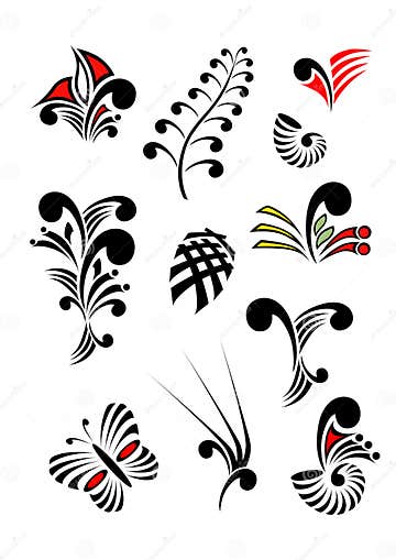 Maori Koru Design Elements Color Set Stock Illustration - Illustration ...