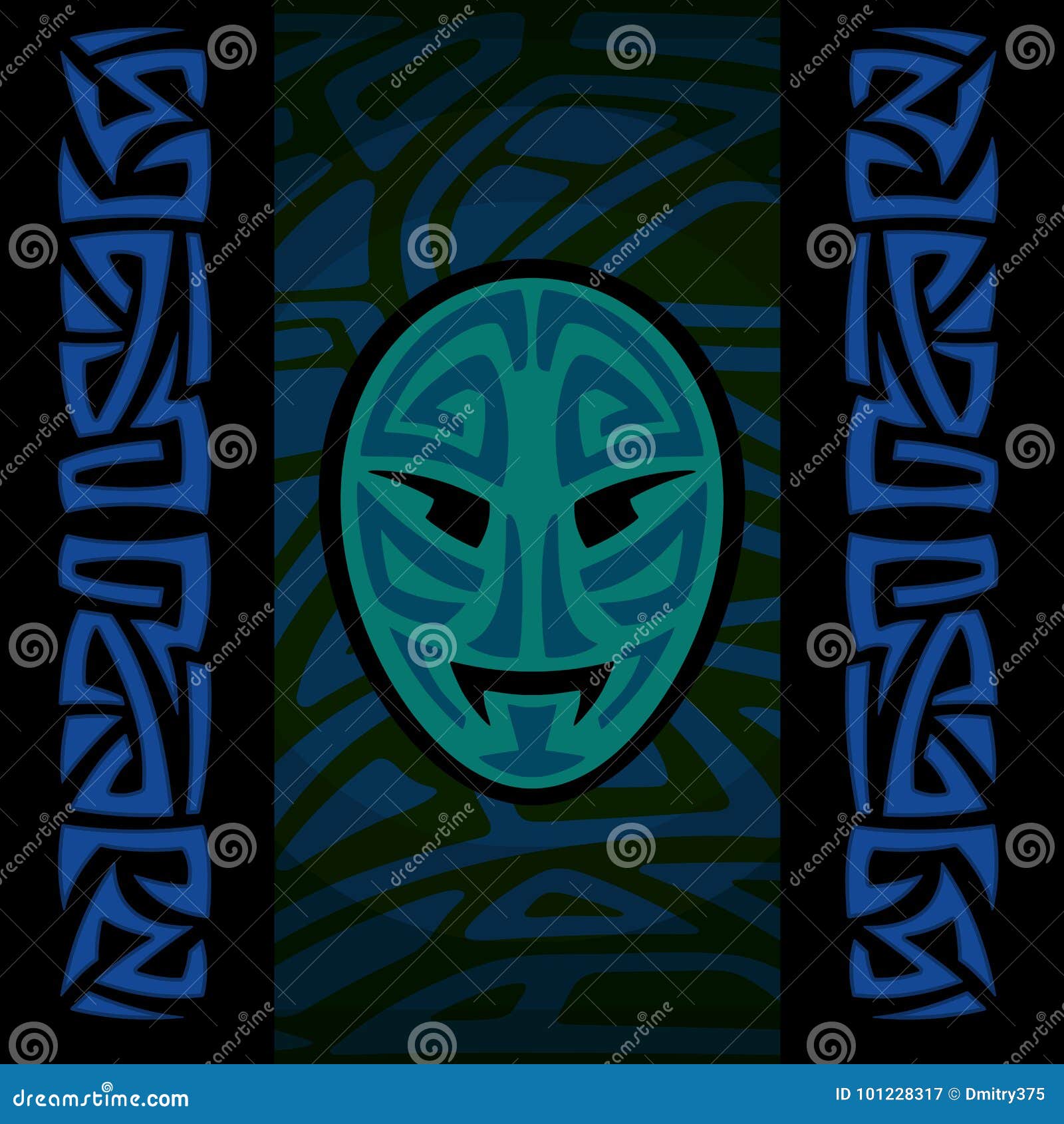 Maori Mask with Tribal Pattern Stock Vector - Illustration of icon ...
