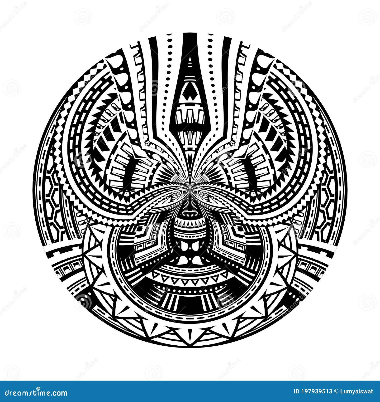 Maori Polynesian Ethnic Circle Tattoo Shape Stock Vector - Illustration ...