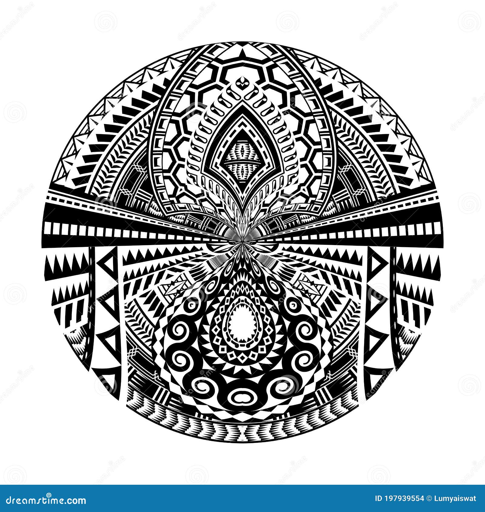 Maori Polynesian Ethnic Circle Tattoo Shape Stock Vector - Illustration ...