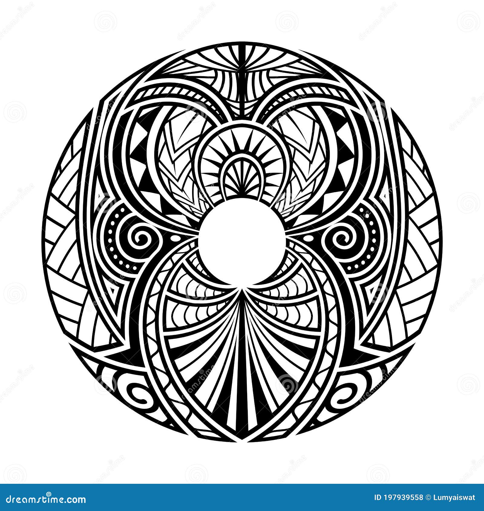 Maori Polynesian Ethnic Circle Tattoo Shape Stock Vector - Illustration ...