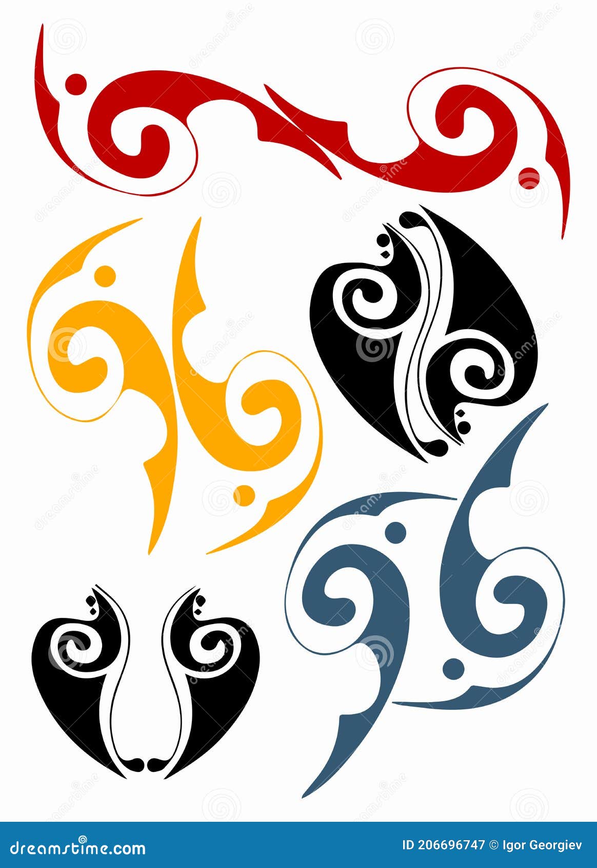 Maori Tattoo Flash Set. Set of Labels and Elements. Vector Set ...