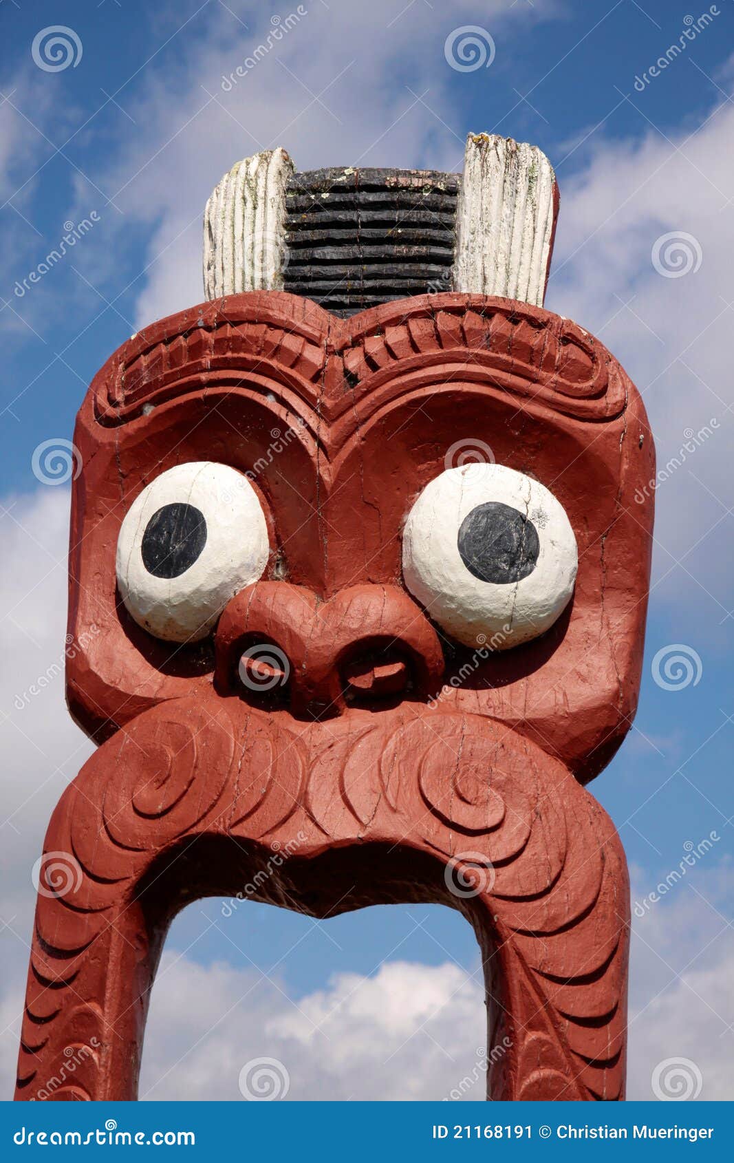 Maori Statue In Front Of Volcano Taranaki, New Zealand Editorial Photo ...