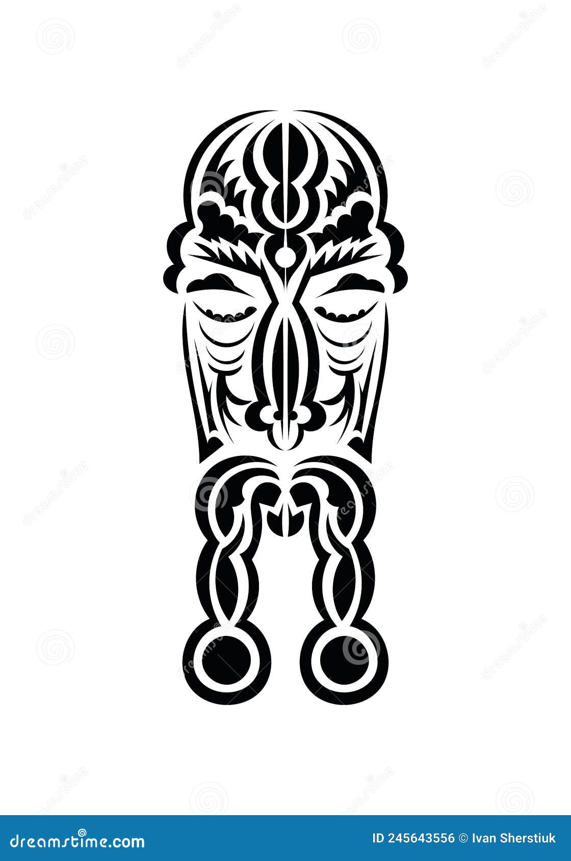 Maori Style Face. Black Tattoo Patterns. Flat Style. Vector ...