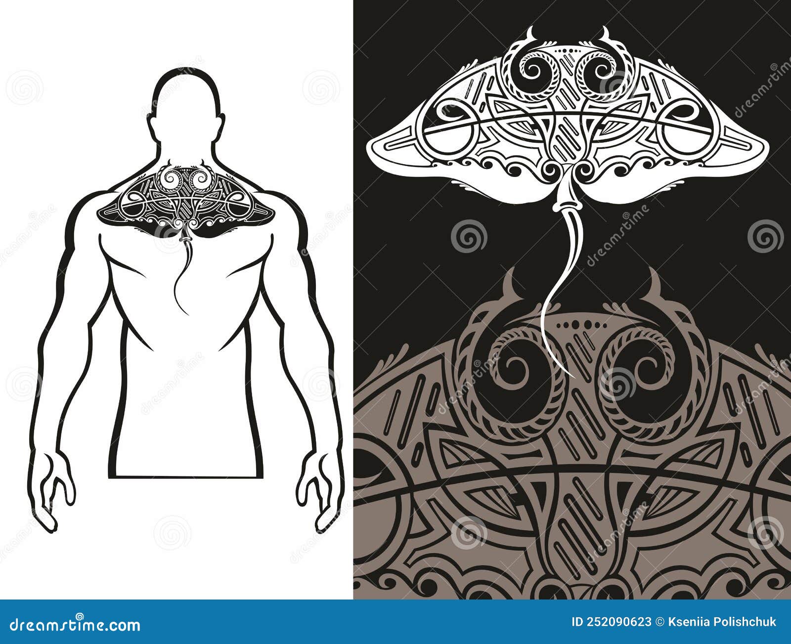 Decorative Maori Styled Tattoo Pattern in Shape of Manta Ray. Abstract ...