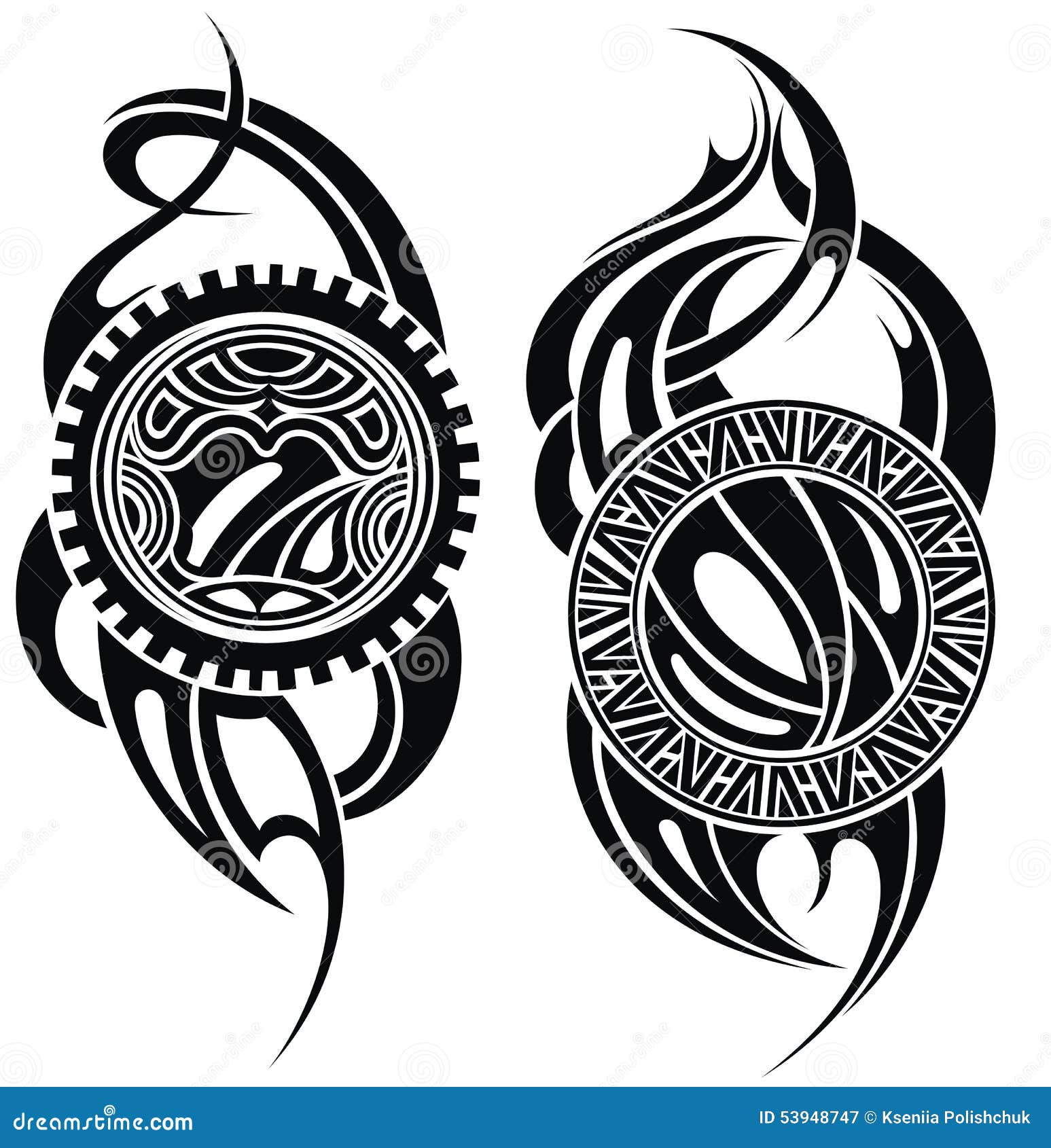 Maori Styled Tattoo Pattern Cartoon Vector | CartoonDealer.com #49339737