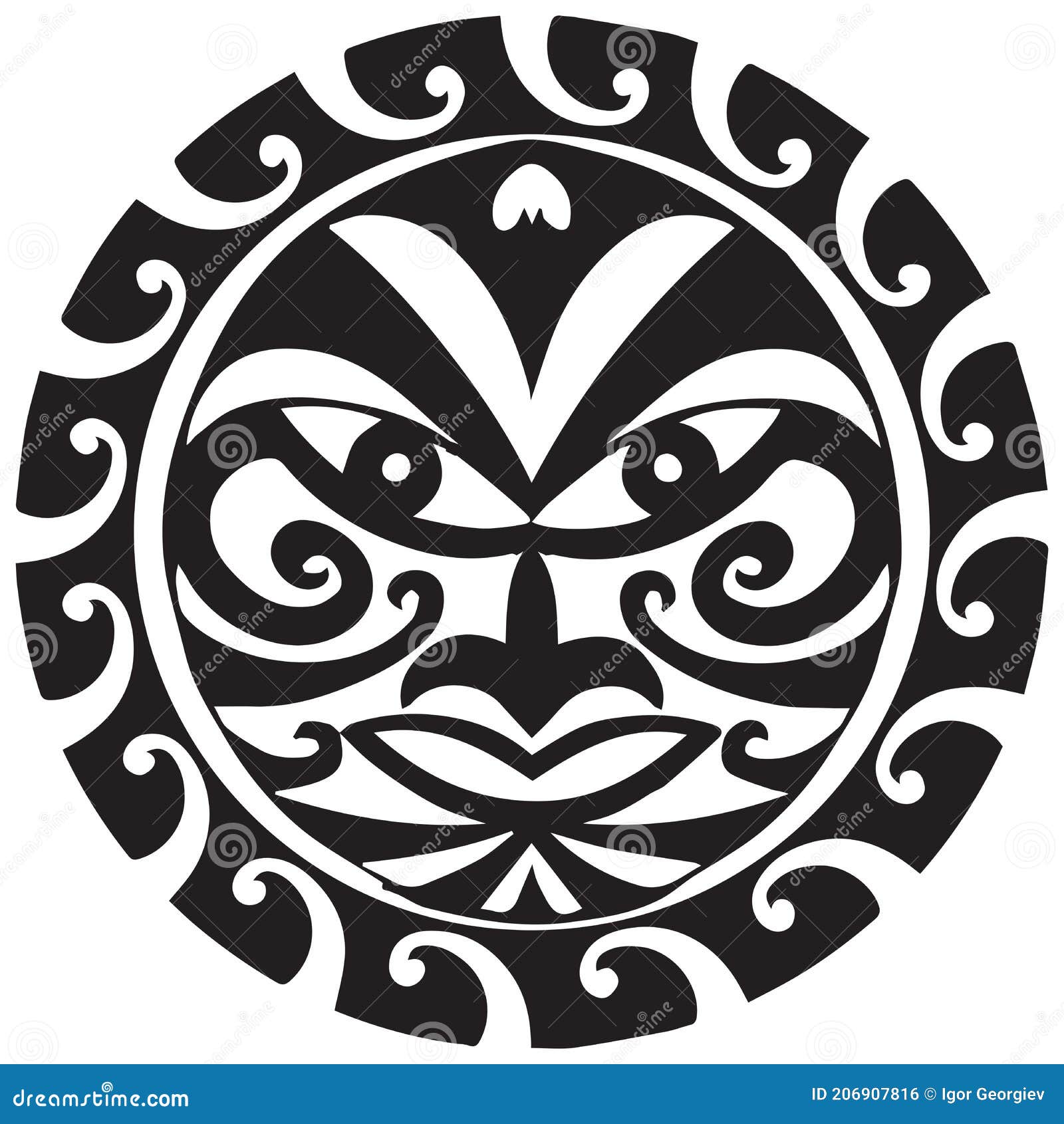 Maori Sun Tattoo Flash. Set of Labels and Elements. Vector Set ...