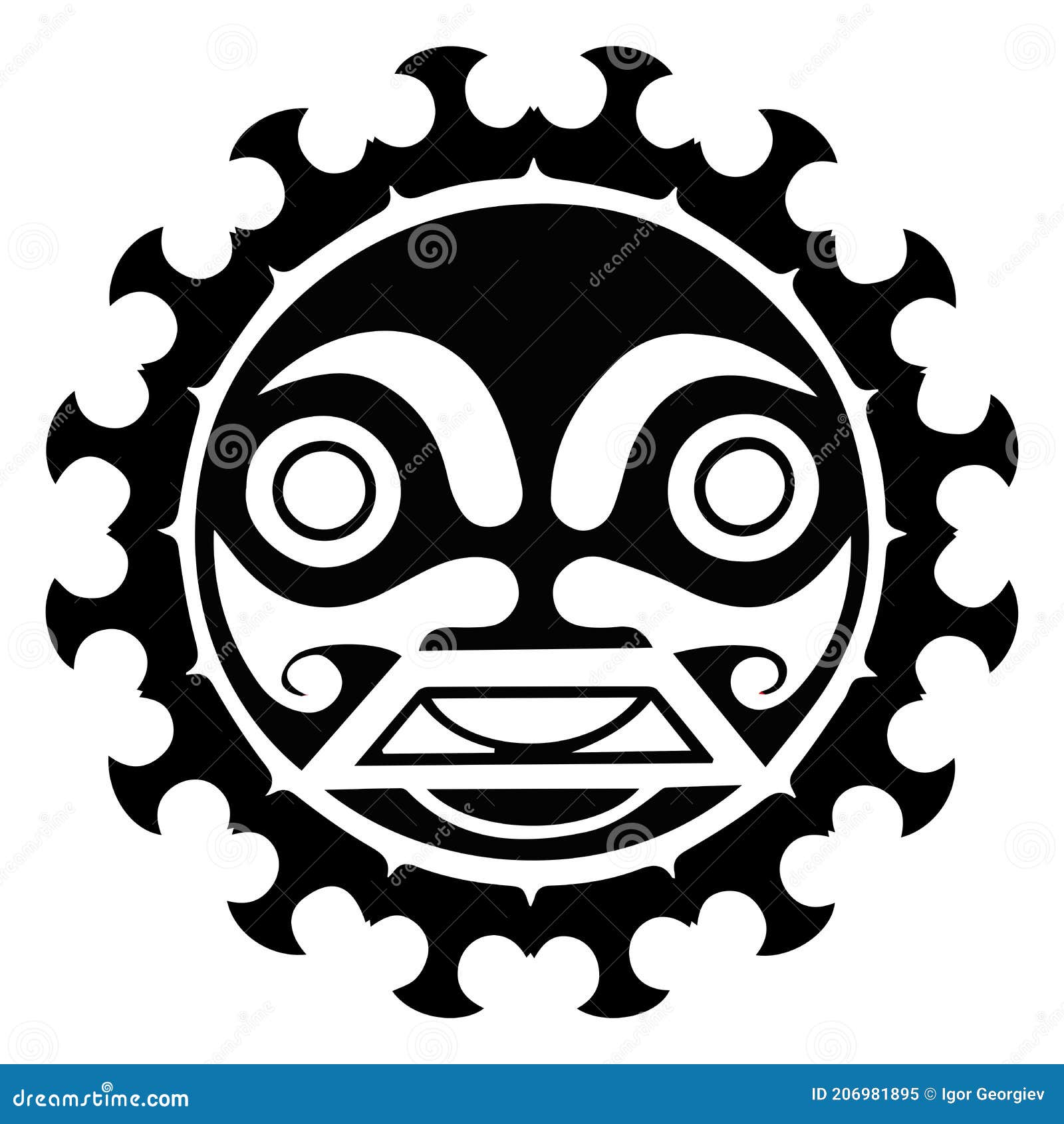 Maori Sun Tattoo Flash. Set of Labels and Elements. Vector Set ...
