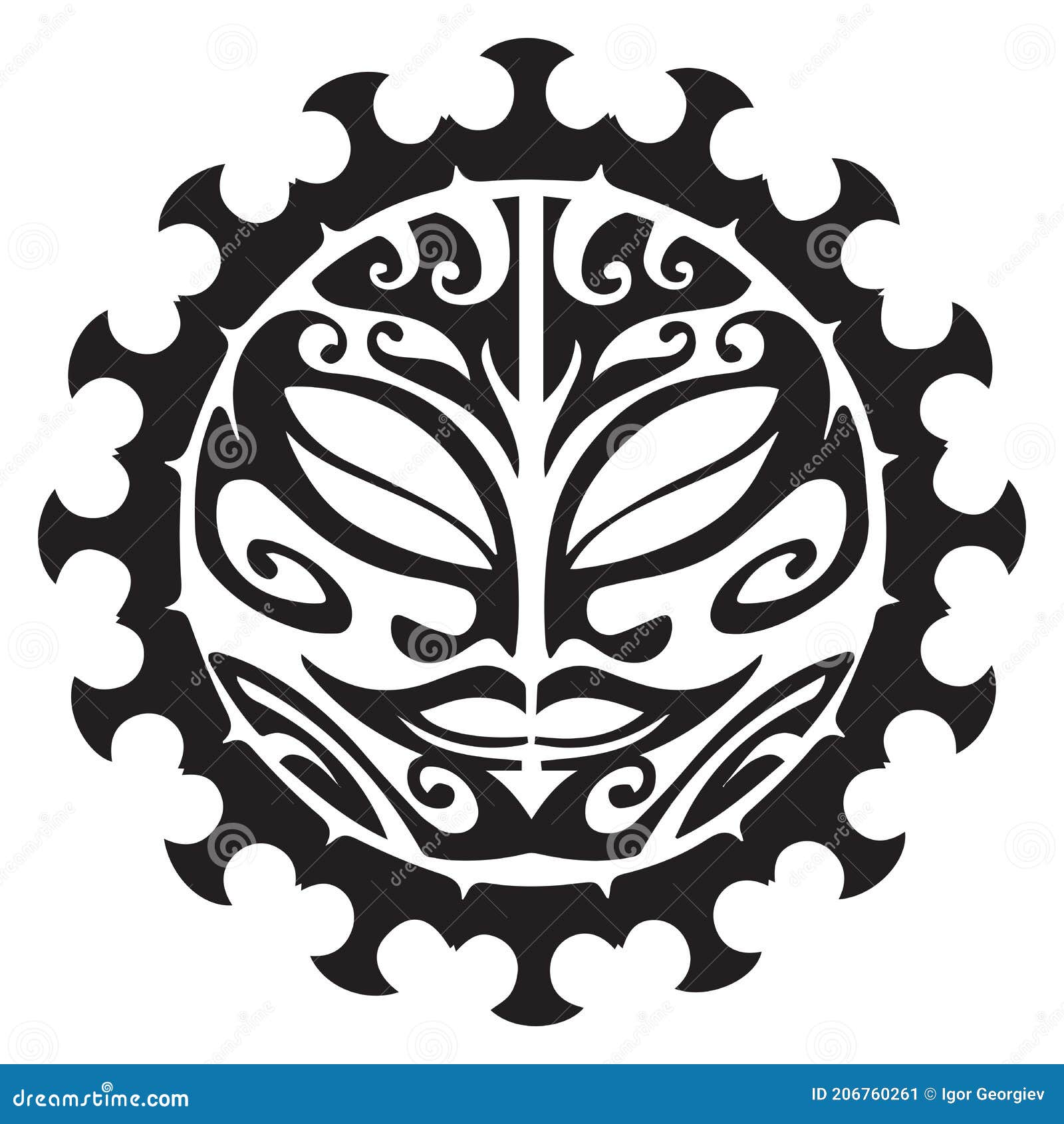 Maori Sun Tattoo Flash. Set of Labels and Elements. Vector Set ...