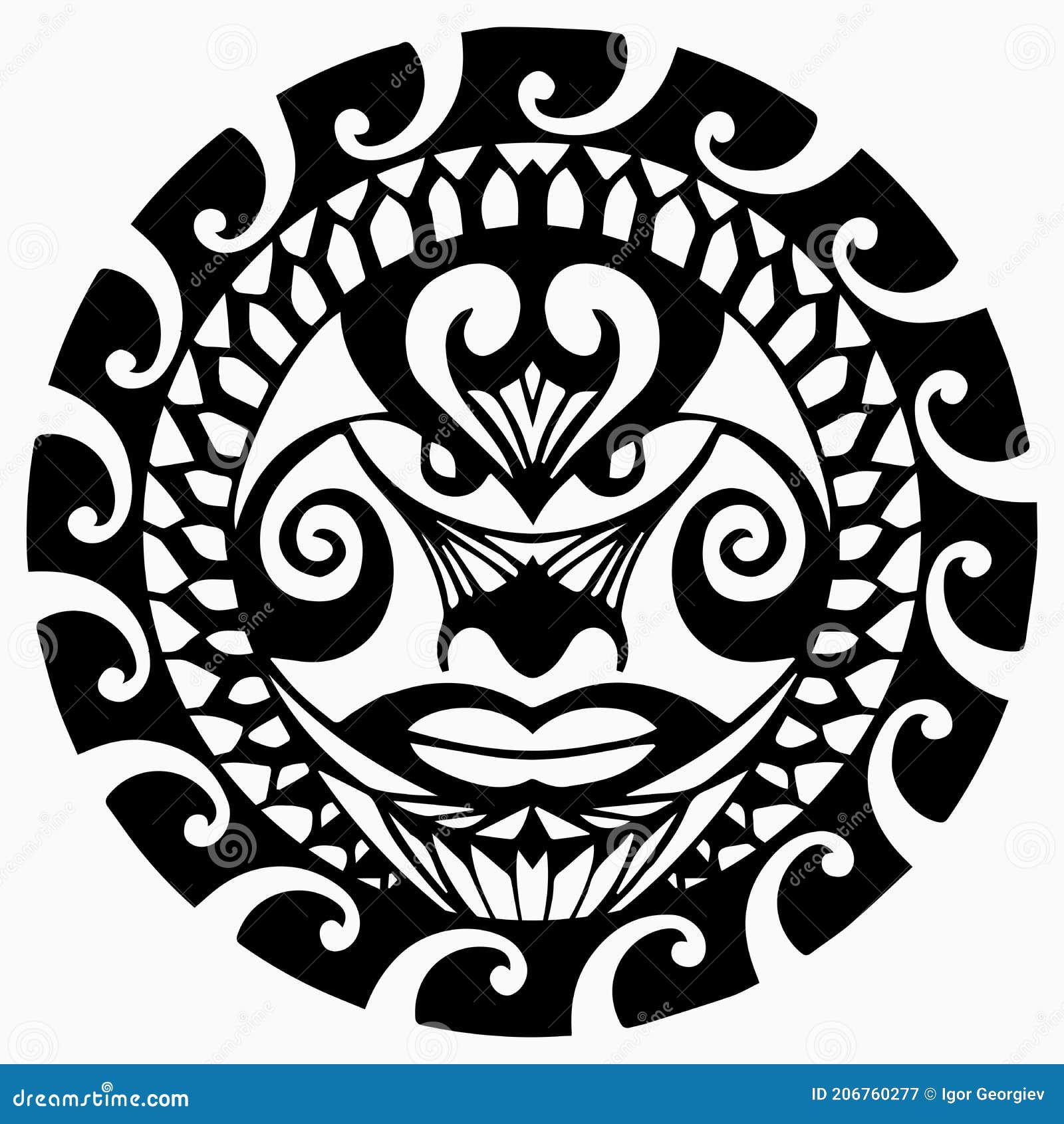 Maori Sun Tattoo Flash. Set of Labels and Elements. Vector Set ...