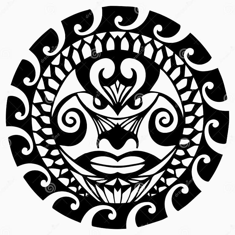 Maori Sun Tattoo Flash. Set of Labels and Elements. Vector Set ...
