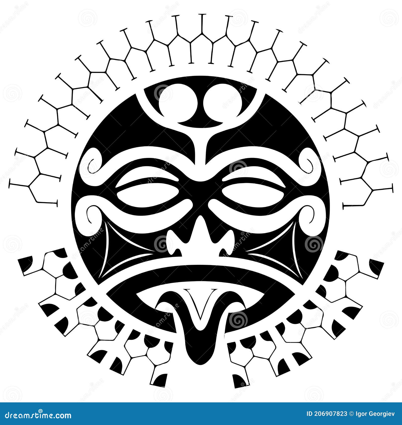Maori Sun Tattoo Flash. Set of Labels and Elements. Vector Set ...
