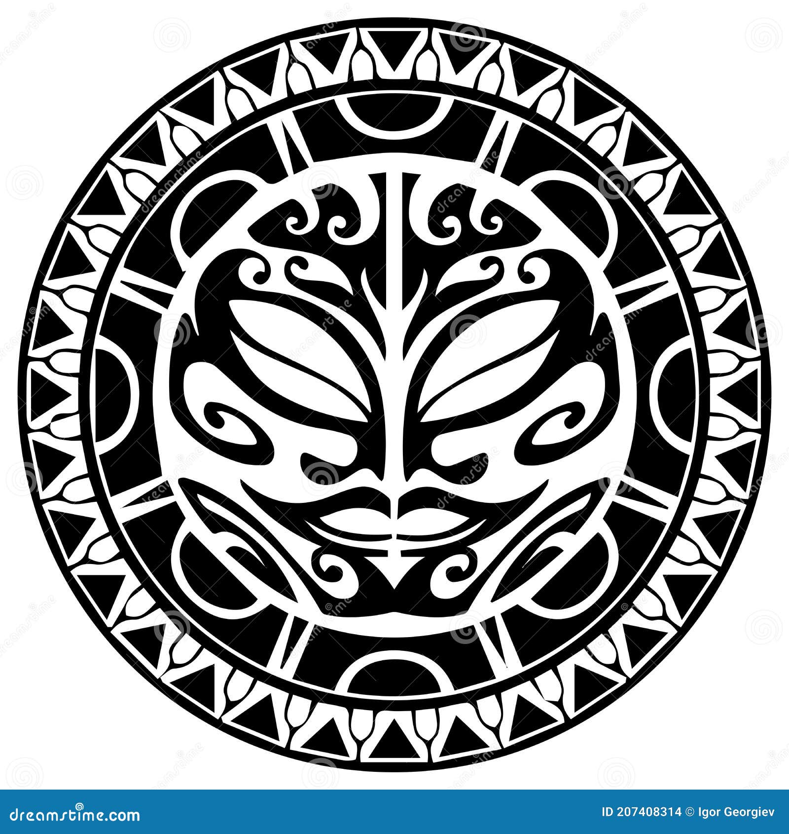 Maori Sun Tattoo Flash. Set of Labels and Elements. Vector Set ...