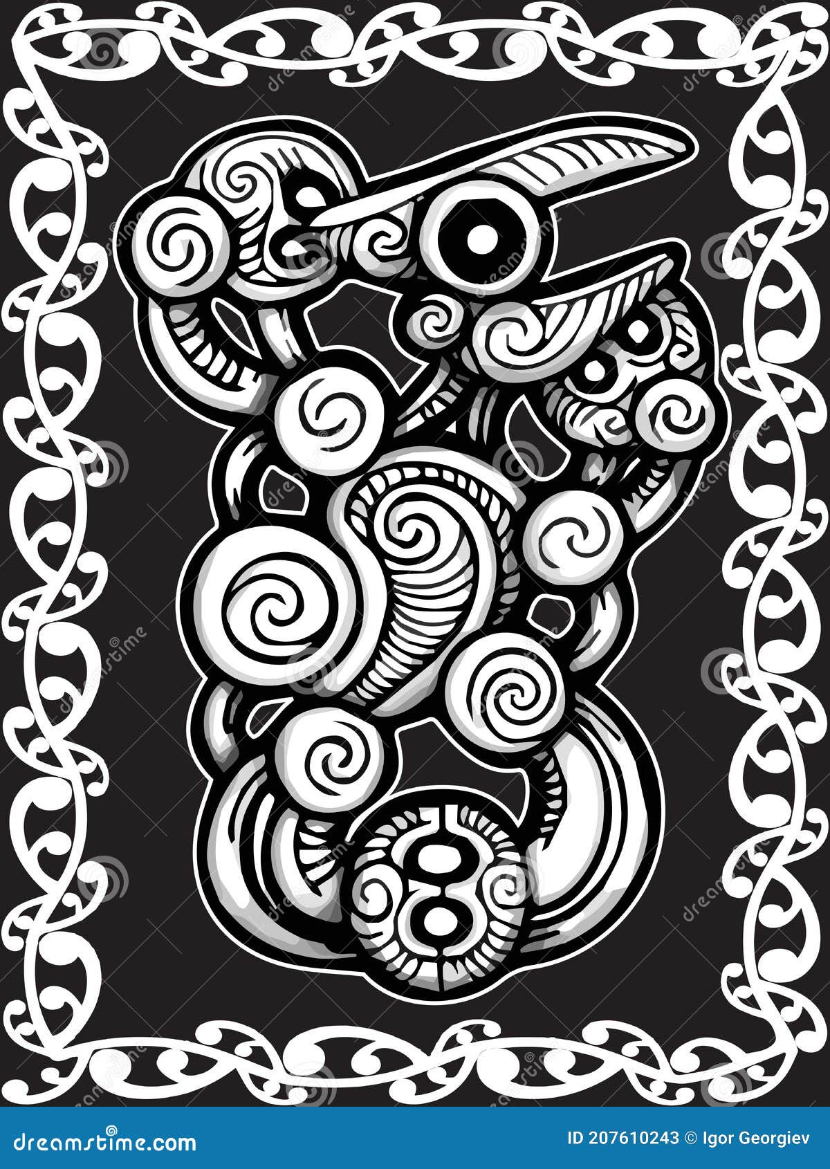 Maori Tiki Tattoo. Set Of Labels And Elements. Vector Set Illustration ...