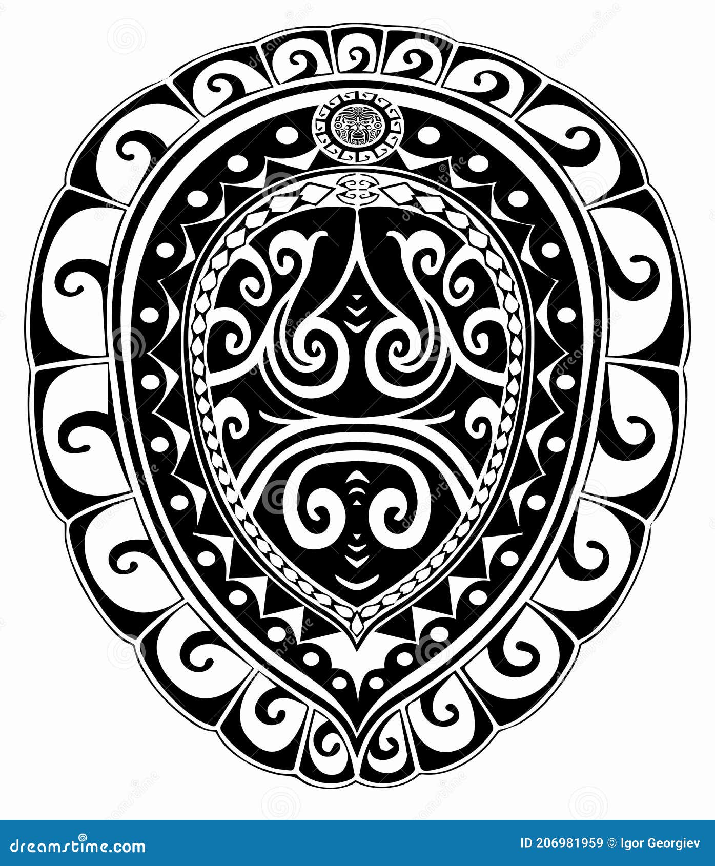 Maori Turtle Shell Tattoo. Set of Labels and Elements. Vector Set ...