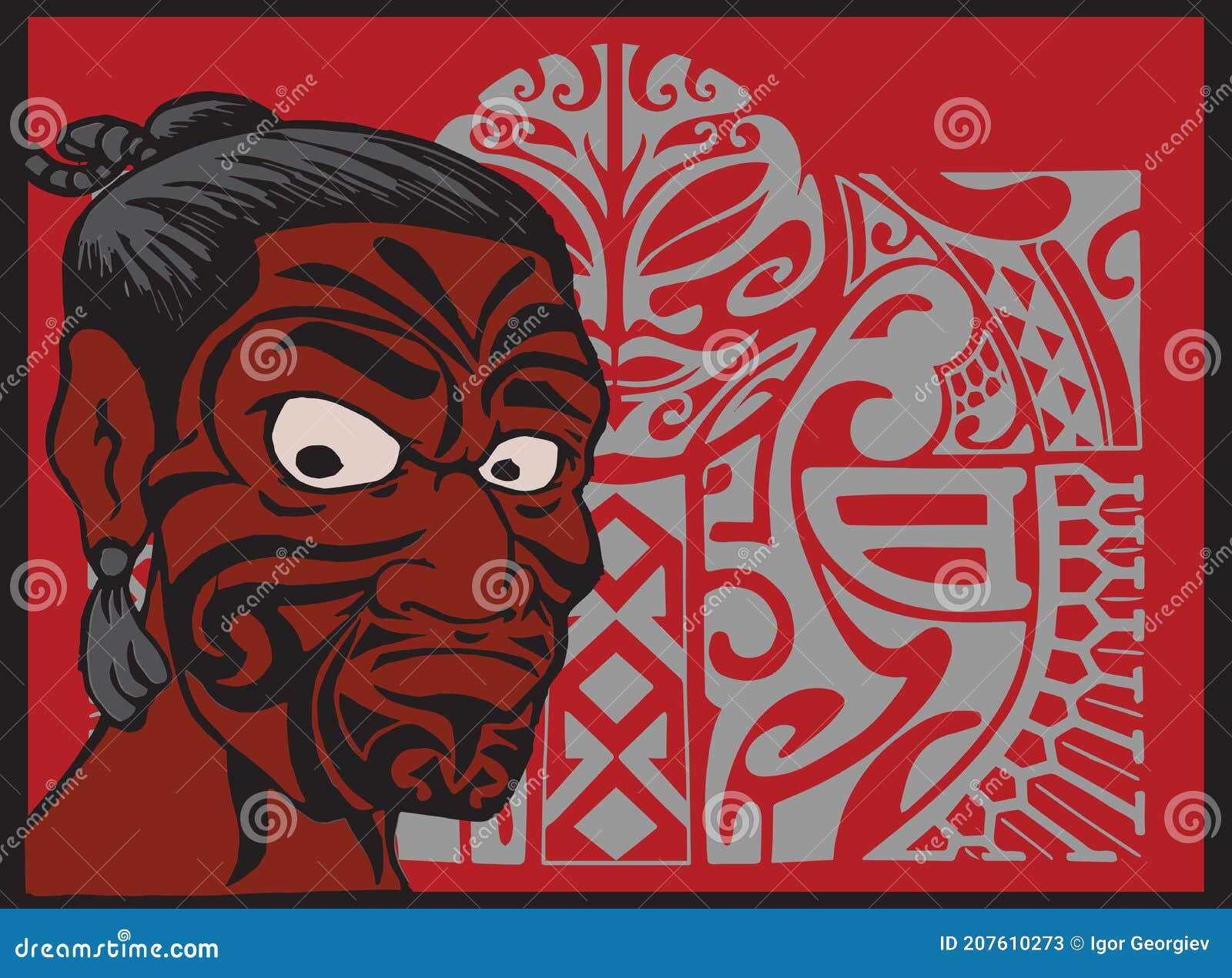 Maori Warrior Poster. Set of Labels and Elements. Vector Set ...