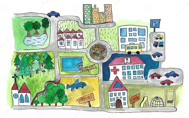 Map stock illustration. Illustration of colors, colourful - 15488016