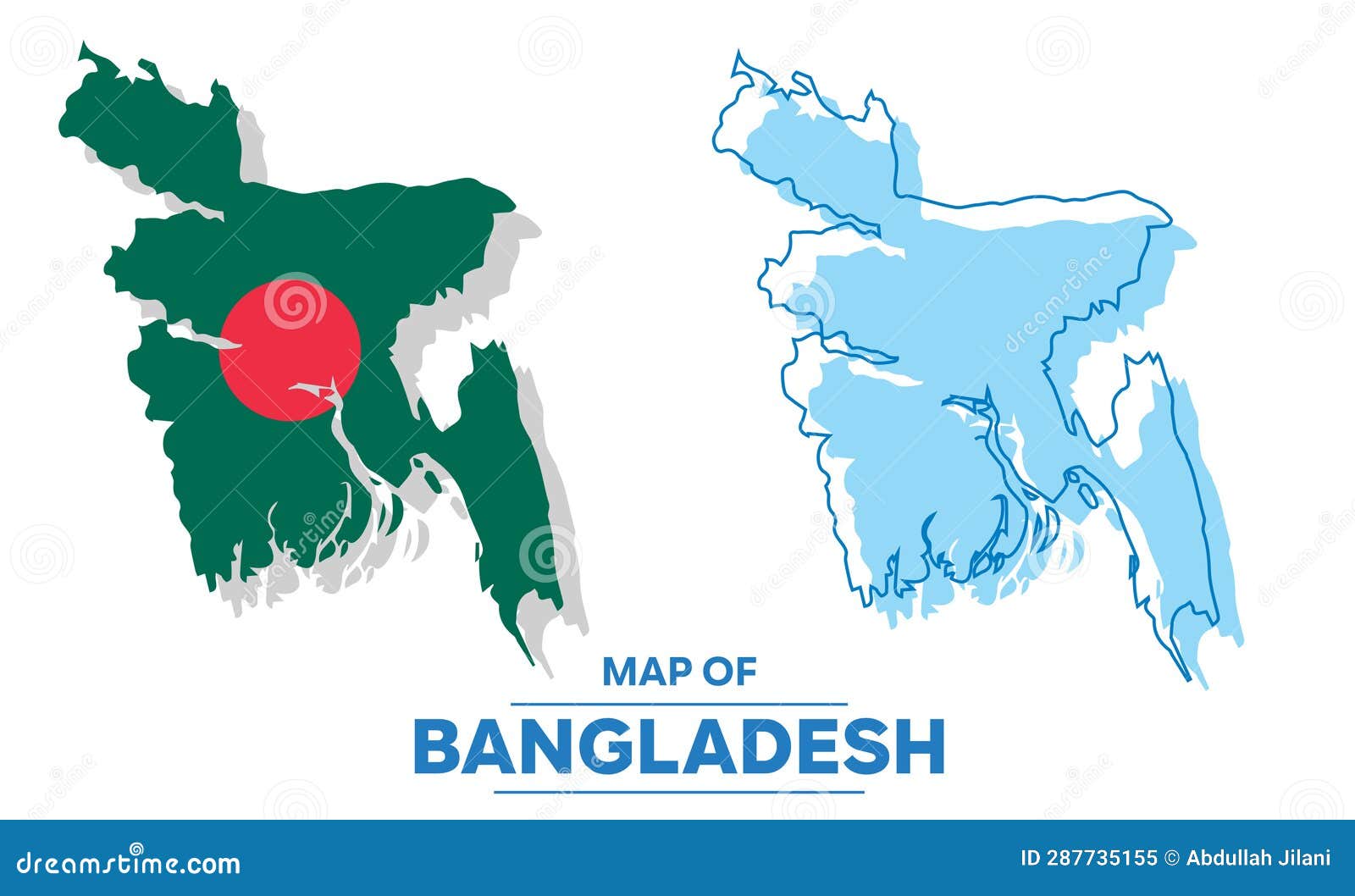Vector Bangladesh Map Set Flat Illustration Stock Vector - Illustration ...