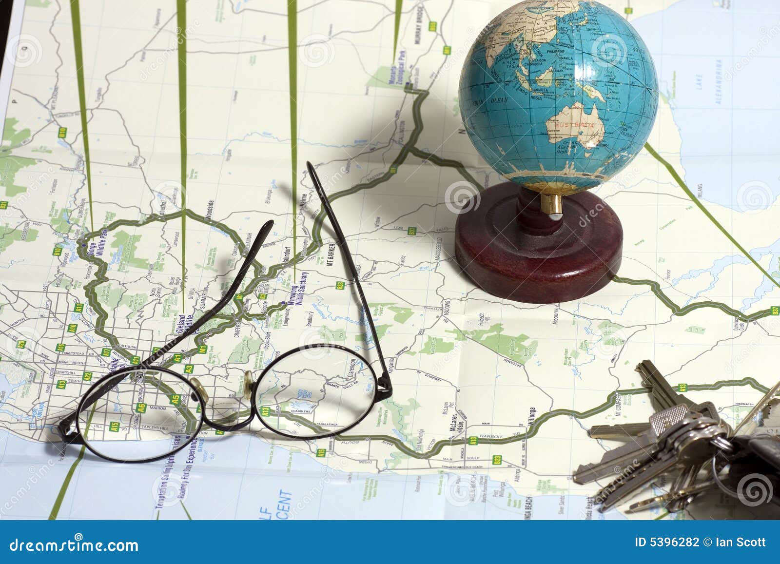 Map stock photo. Image of glasses, keys, plan, world, paper - 5396282