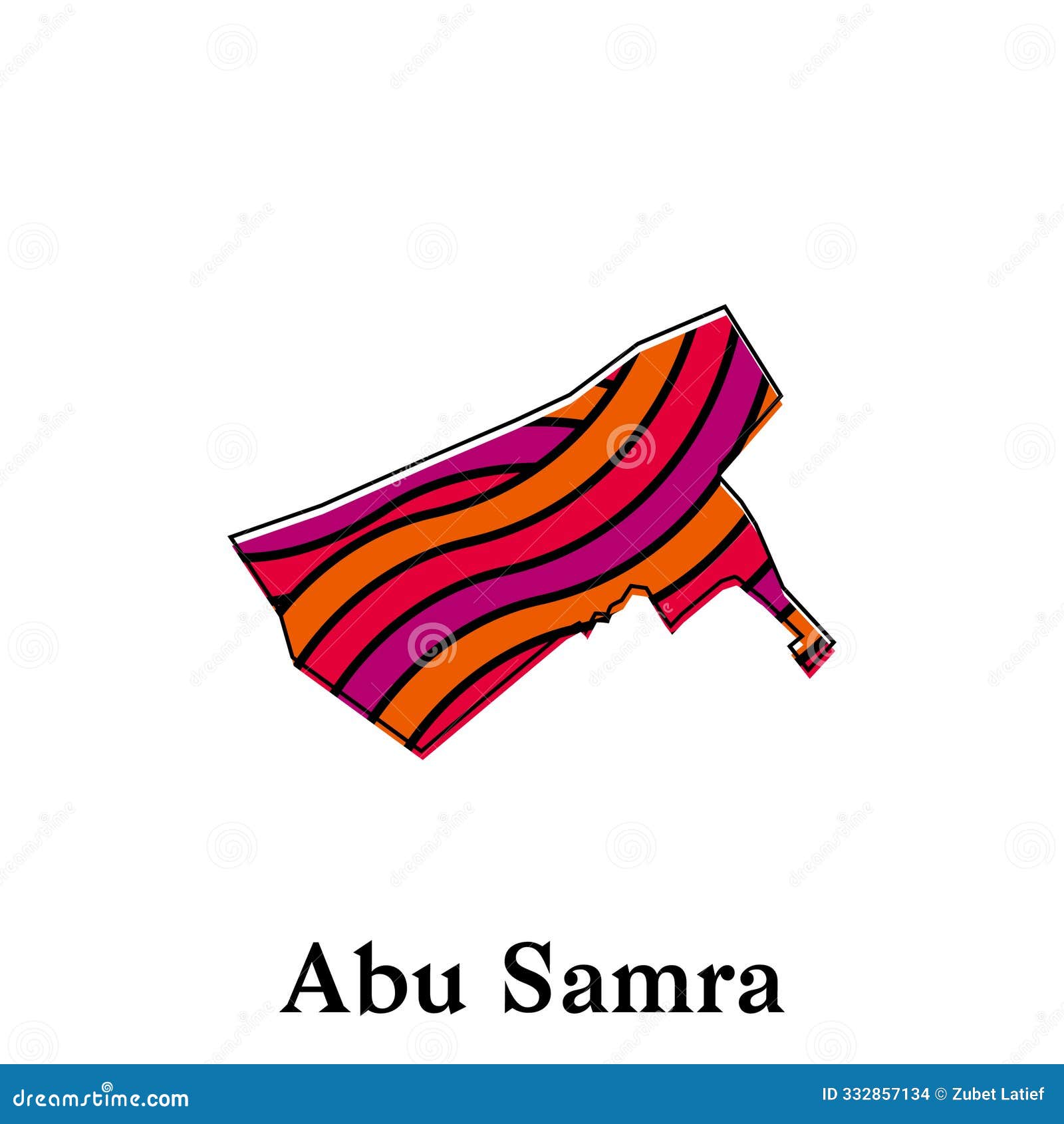 Map of Abu Samra Vector Design Template, National Borders and Important ...