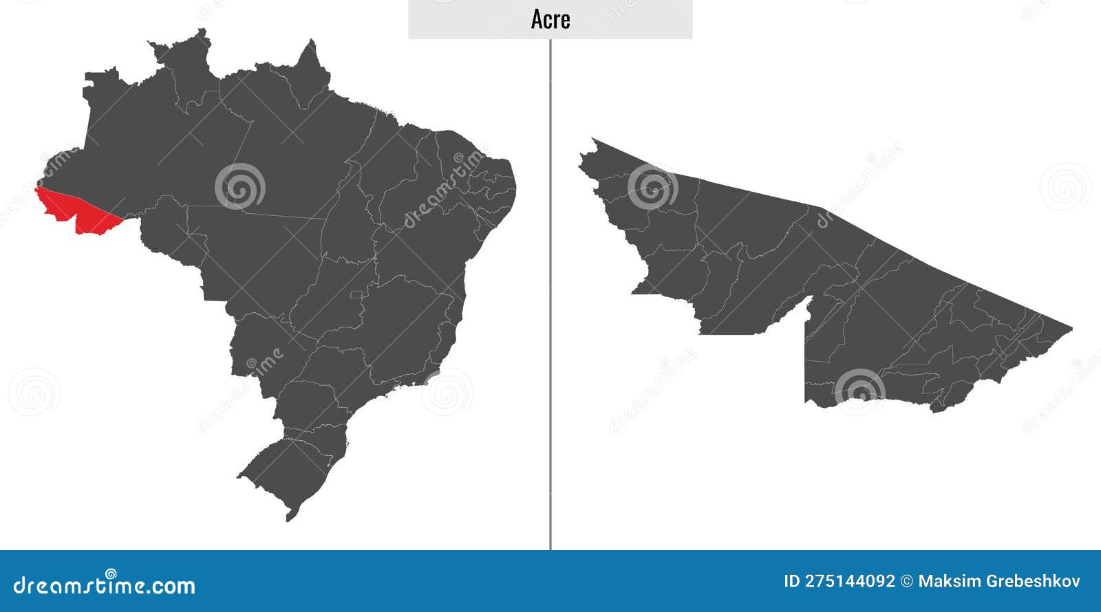 Acre map state of Brazil stock vector. Illustration of graphic - 275144092