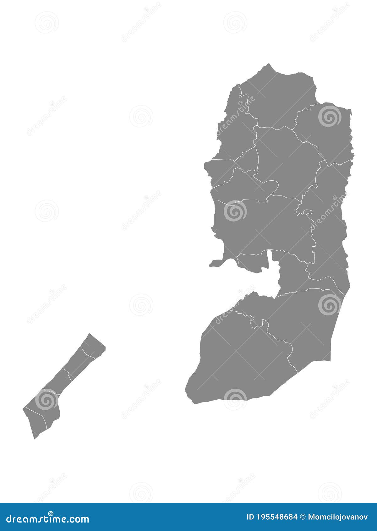 Map of Administrative Division of Palestine Stock Vector - Illustration ...