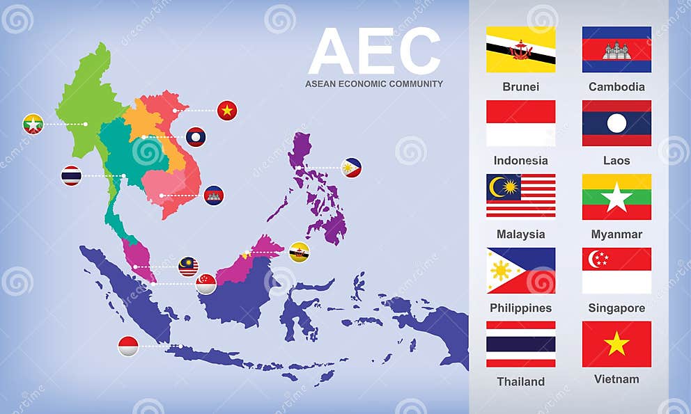 Map of AEC Asean Economic Community Stock Vector - Illustration of ...